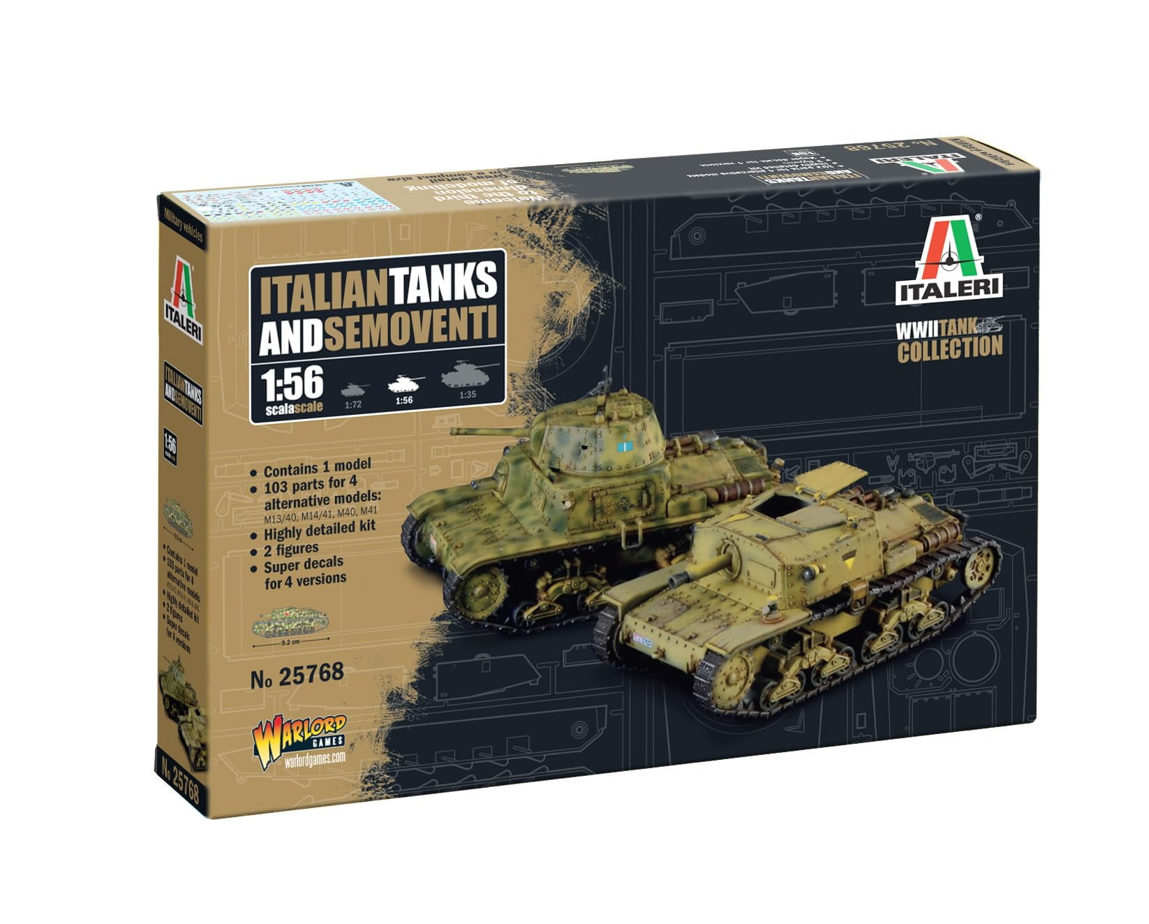 Italeri 25768 1:56 Italian Tanks & Semoventi Model Building Kit ...