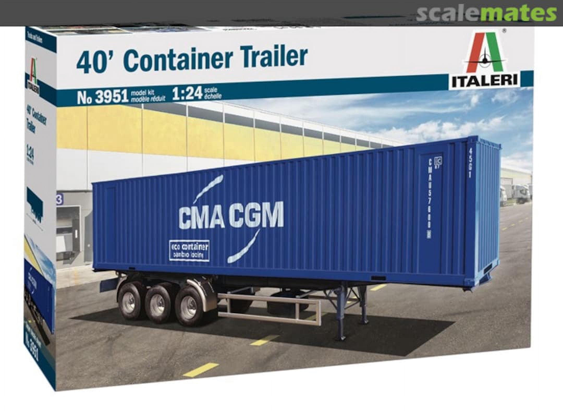 Italeri 3951 1:24 CMA CGM 40' Container Trailer Plastic Model Kit ...