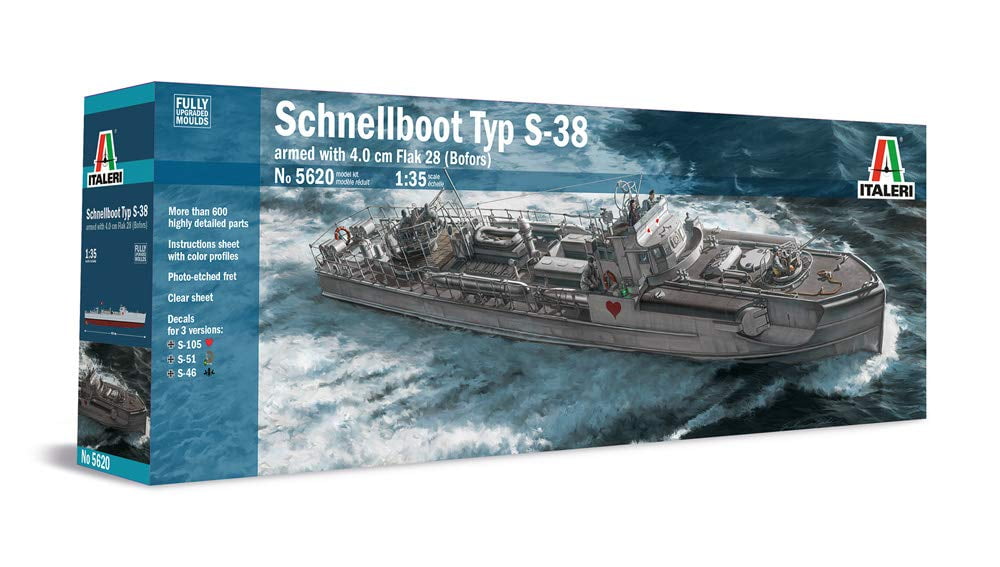 Italeri 5620 German WWII Schnellboot S-38 Torpedo Boat (S-Boot), Armed ...