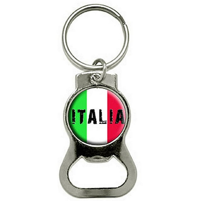 Italia Italy Italian Flag Bottle Cap Opener Keychain Key Ring - Walmart.com