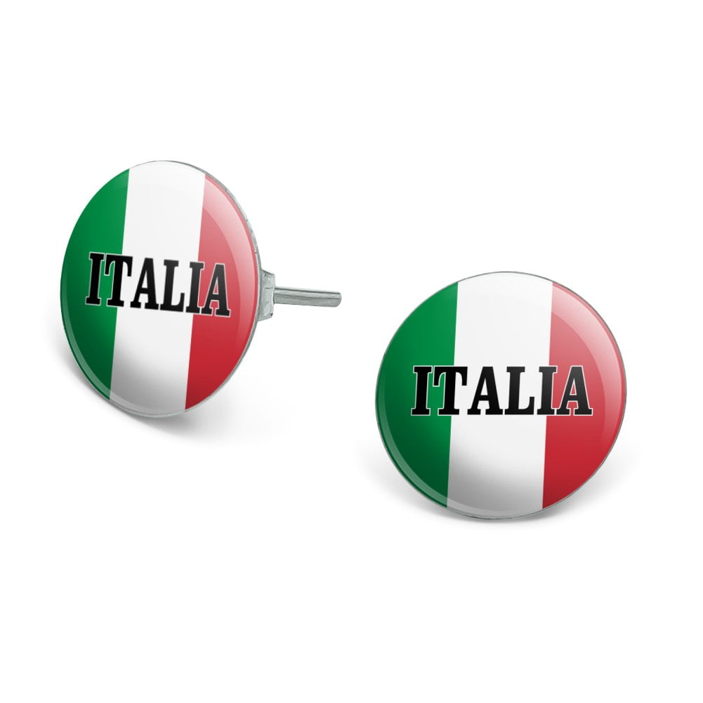 Italia Italy Italian Flag Novelty Silver Plated Stud Earrings - Walmart.com