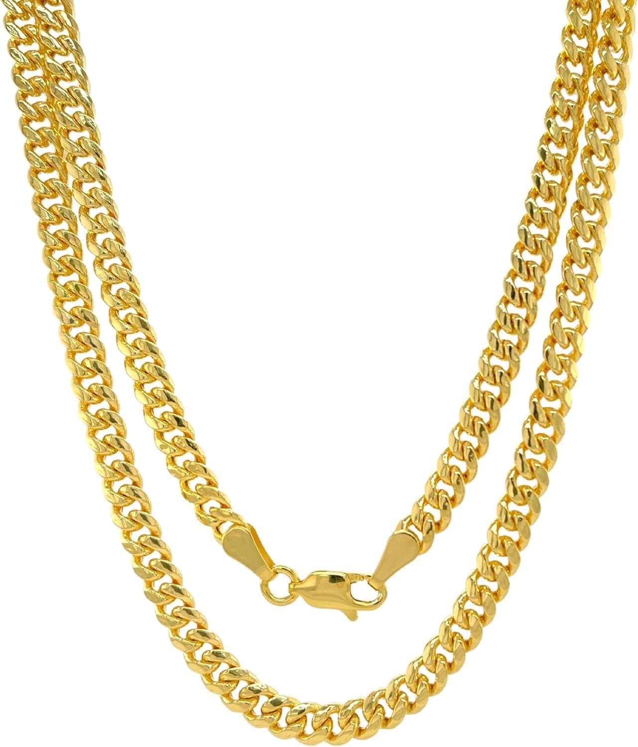 Italian 14K Solid Yellow Gold Cuban Link Curb Chain Necklace for Men ...