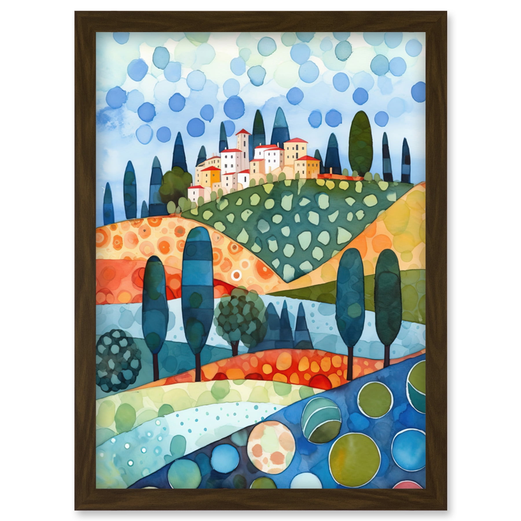 Italian Abstract Landscape Folk Art Artwork Framed Wall Art Print A4 ...