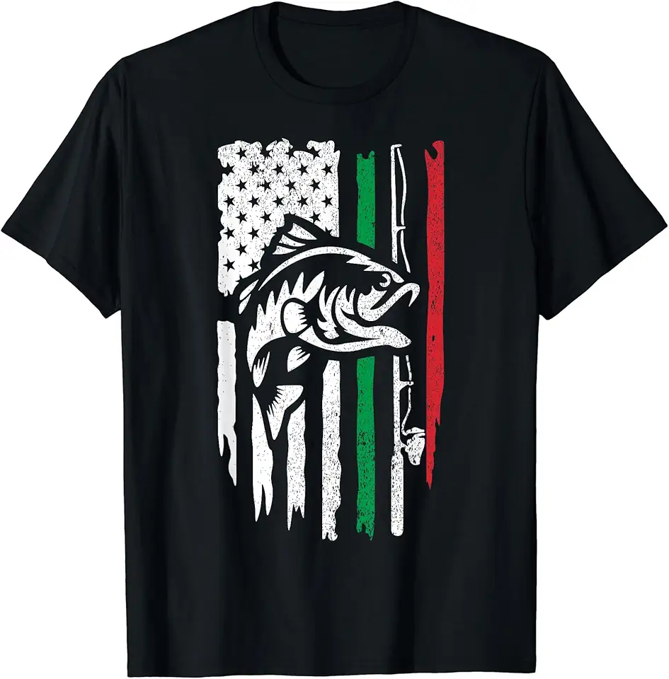 Italian American Flag Bass Fishing Graphic for Fisherman Unisex Short ...