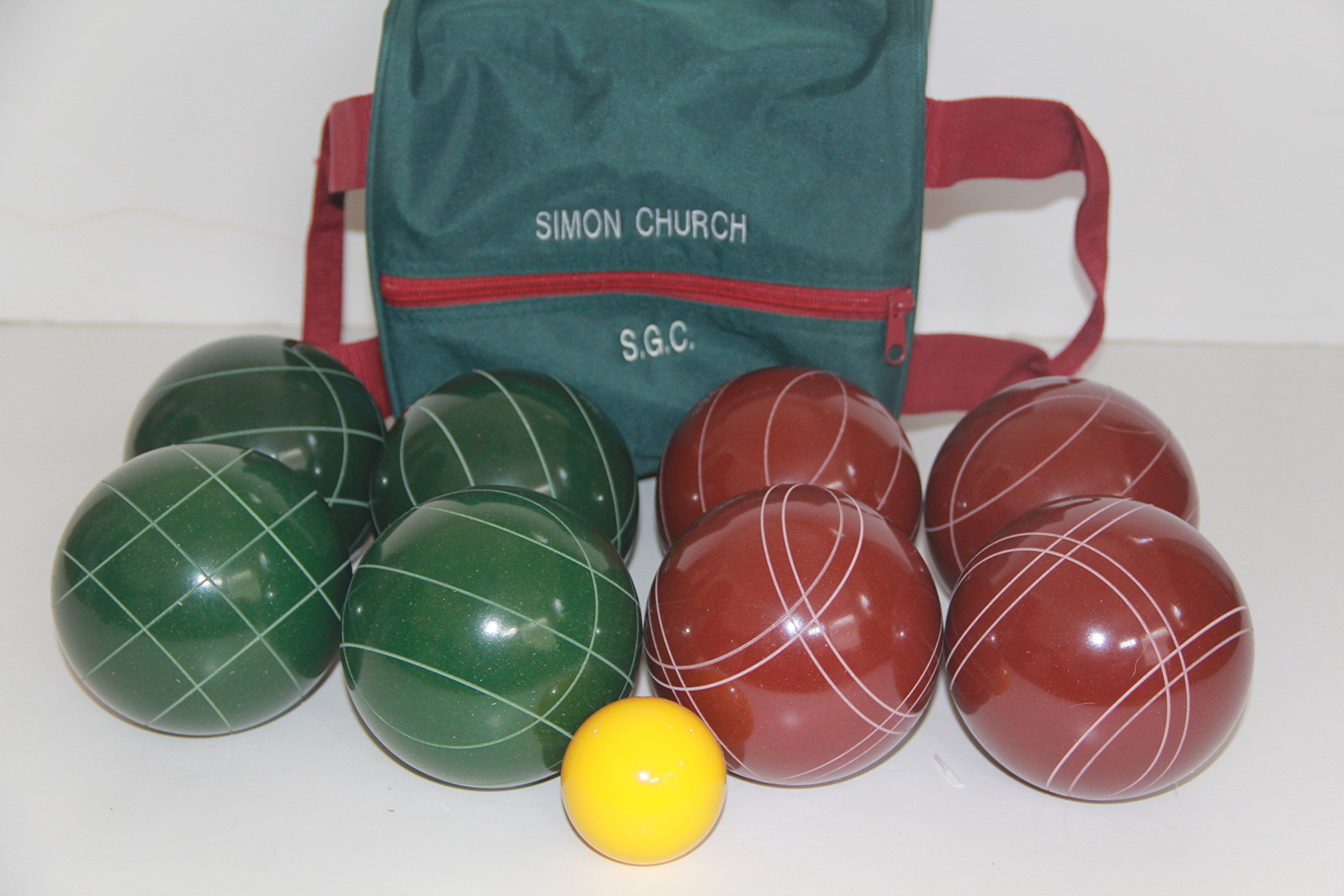Italian/American Made, 107mm EPCO Bocce Set - Dark red and Green Balls ...