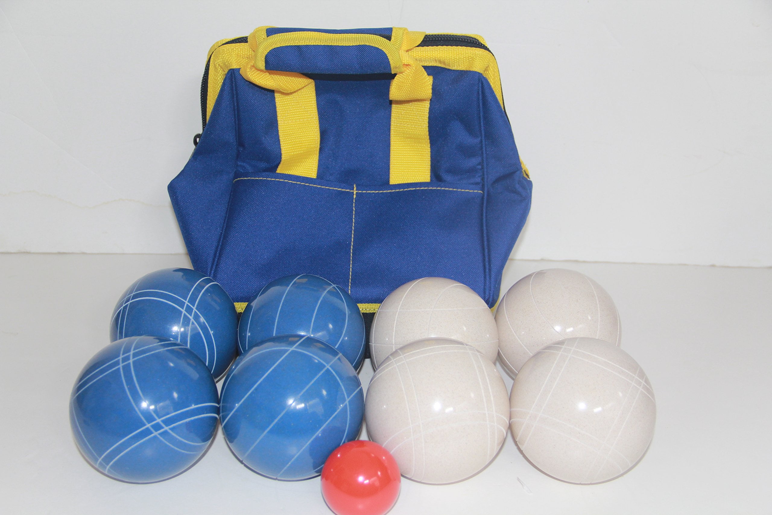 Italian/American Made, 110mm EPCO Bocce Set - Blue and White Balls and ...