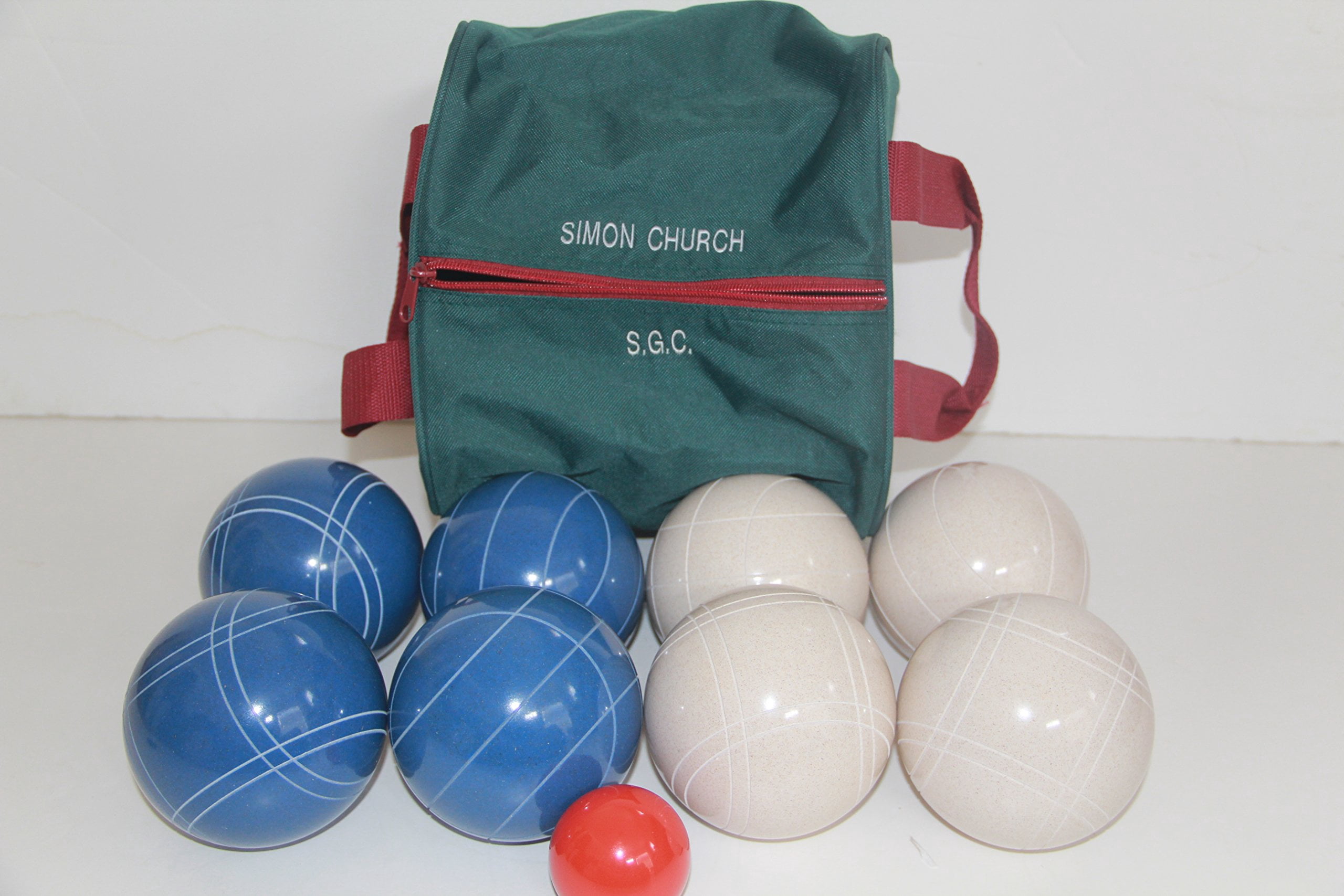 Italian/American Made, 110mm EPCO Bocce Set - Blue and White Balls and ...