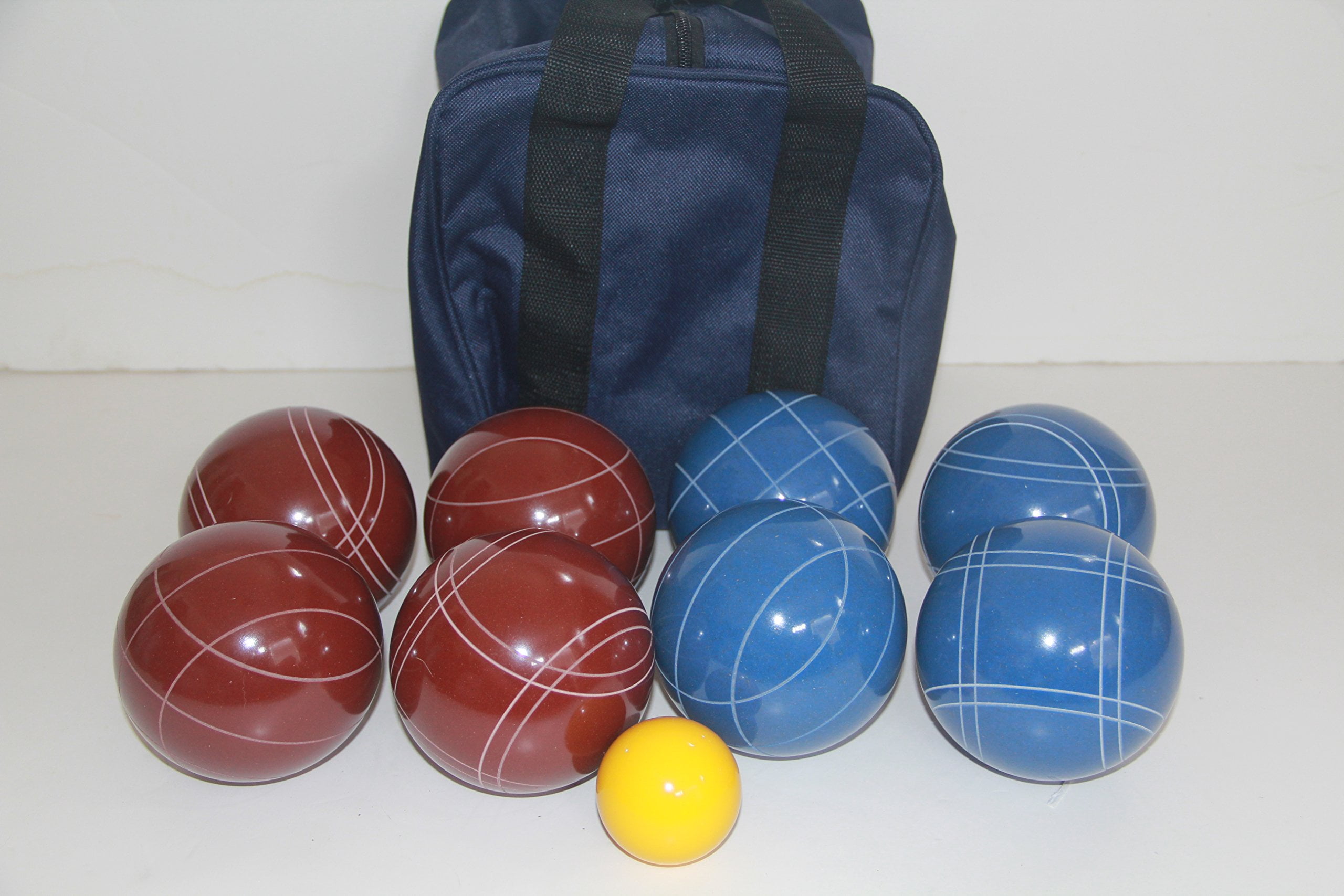 Italian/American Made, 110mm EPCO Bocce Set - Dark red and Blue Balls ...