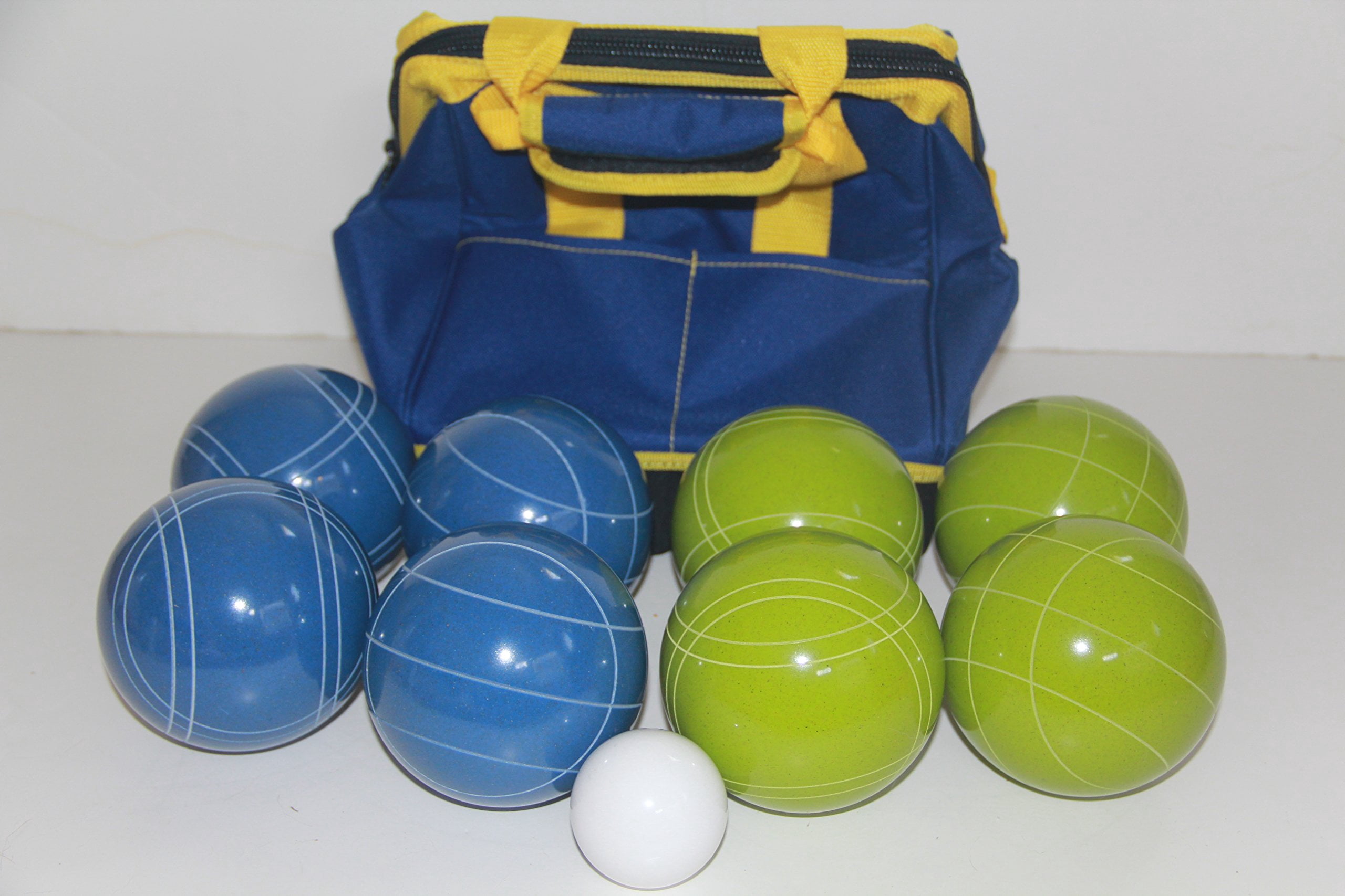 Italian/American Made, 110mm EPCO Bocce Set - Rustic Green/Blue Balls ...