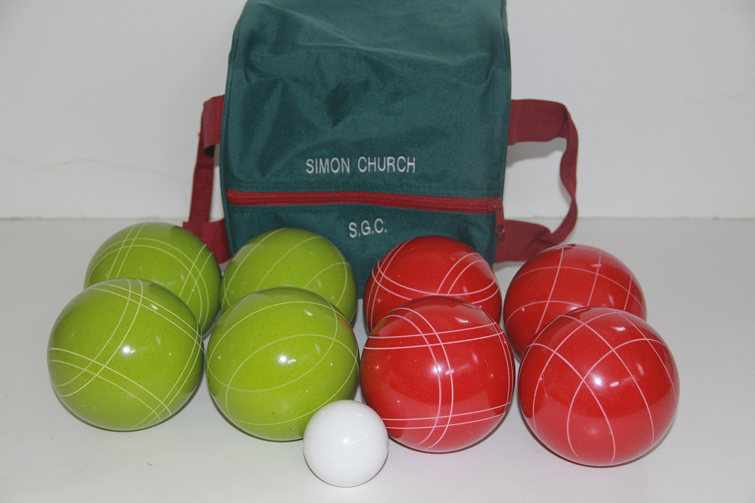 Italian/American Made, 110mm EPCO Bocce Set - Rustic Green/Red Balls ...