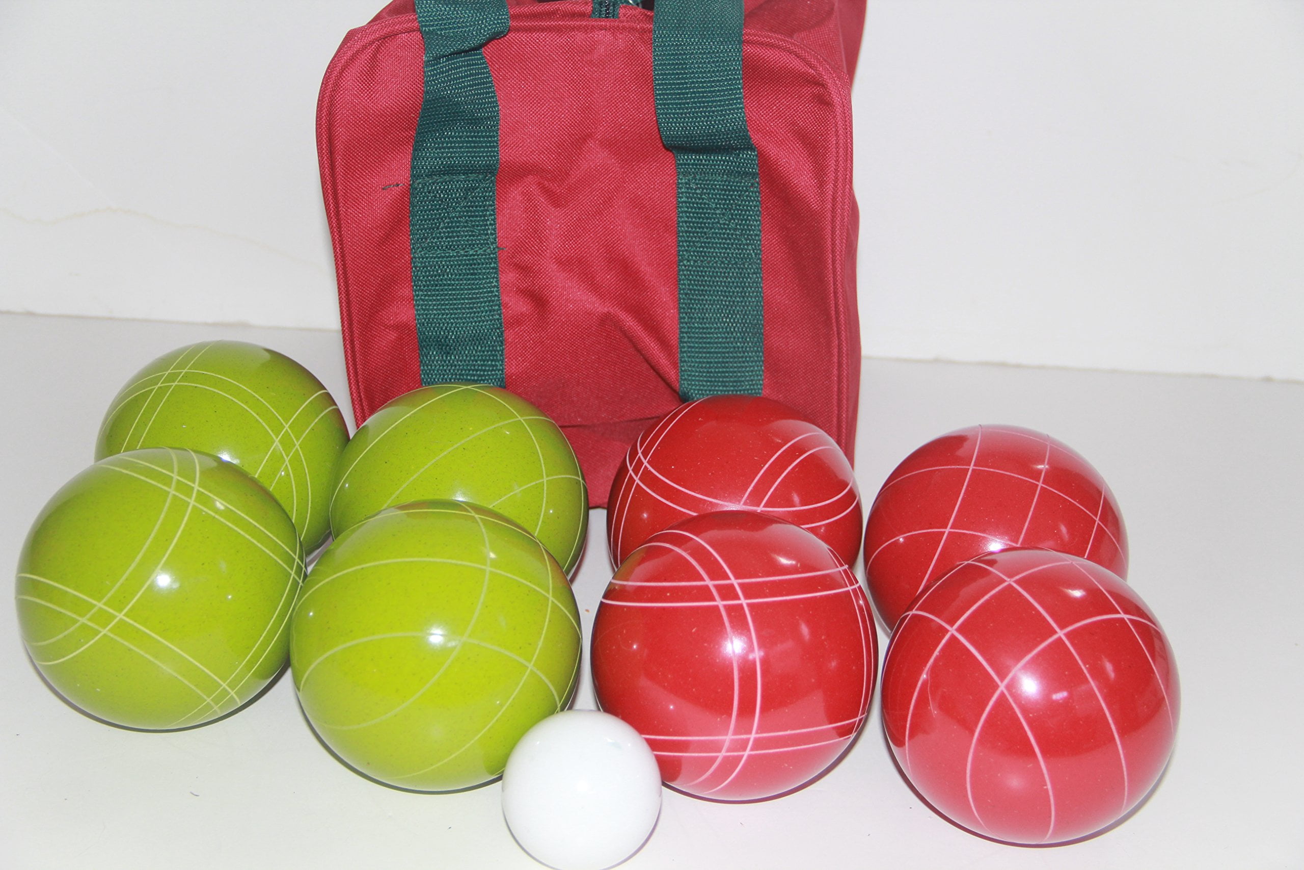 Italian/American Made, 110mm EPCO Bocce Set - Rustic Green/Red Balls ...