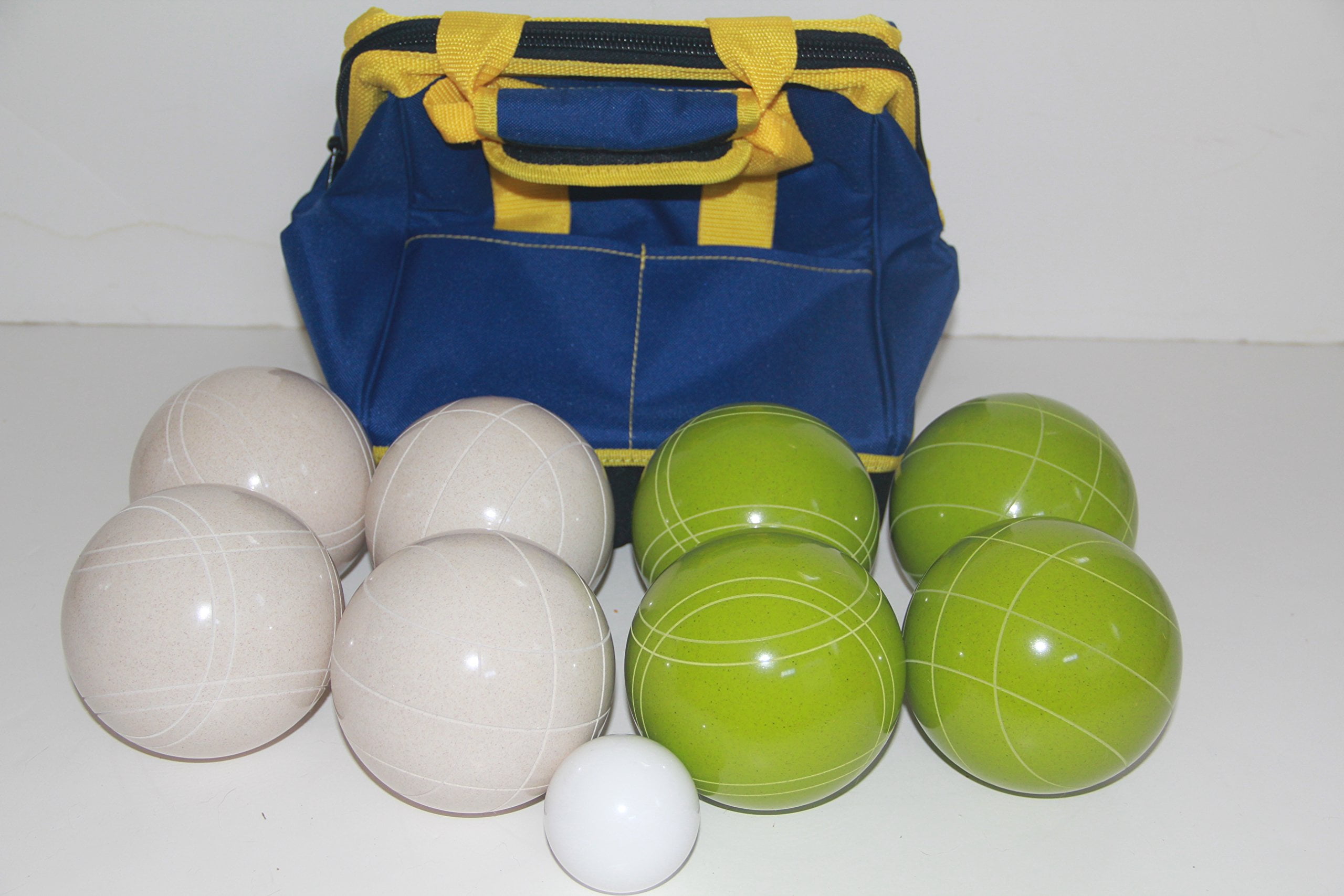 Italian/American Made, 110mm EPCO Bocce Set - Rustic Green/White Balls ...