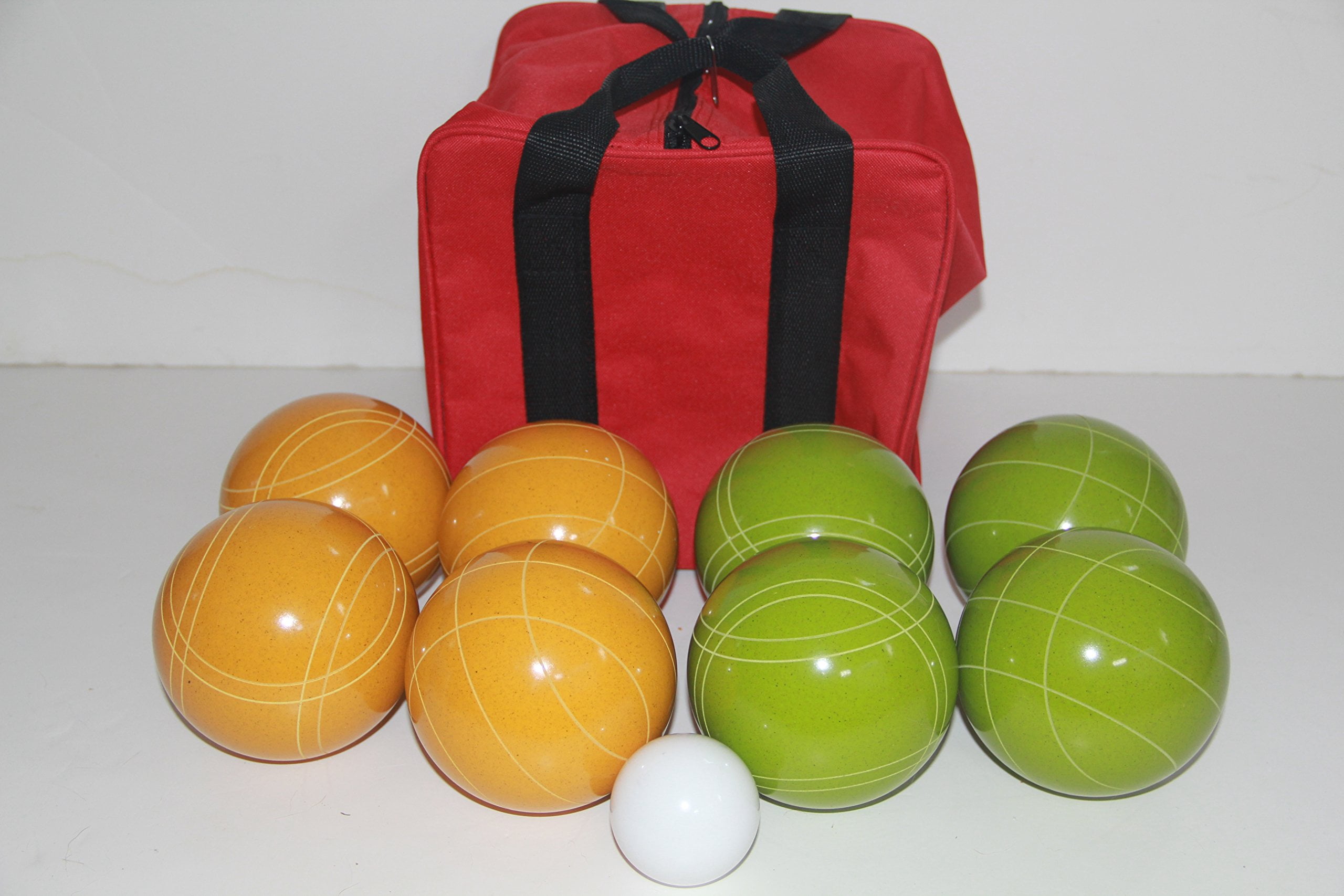 Italian/American Made, 110mm EPCO Bocce Set - Rustic Green/Yellow Balls ...