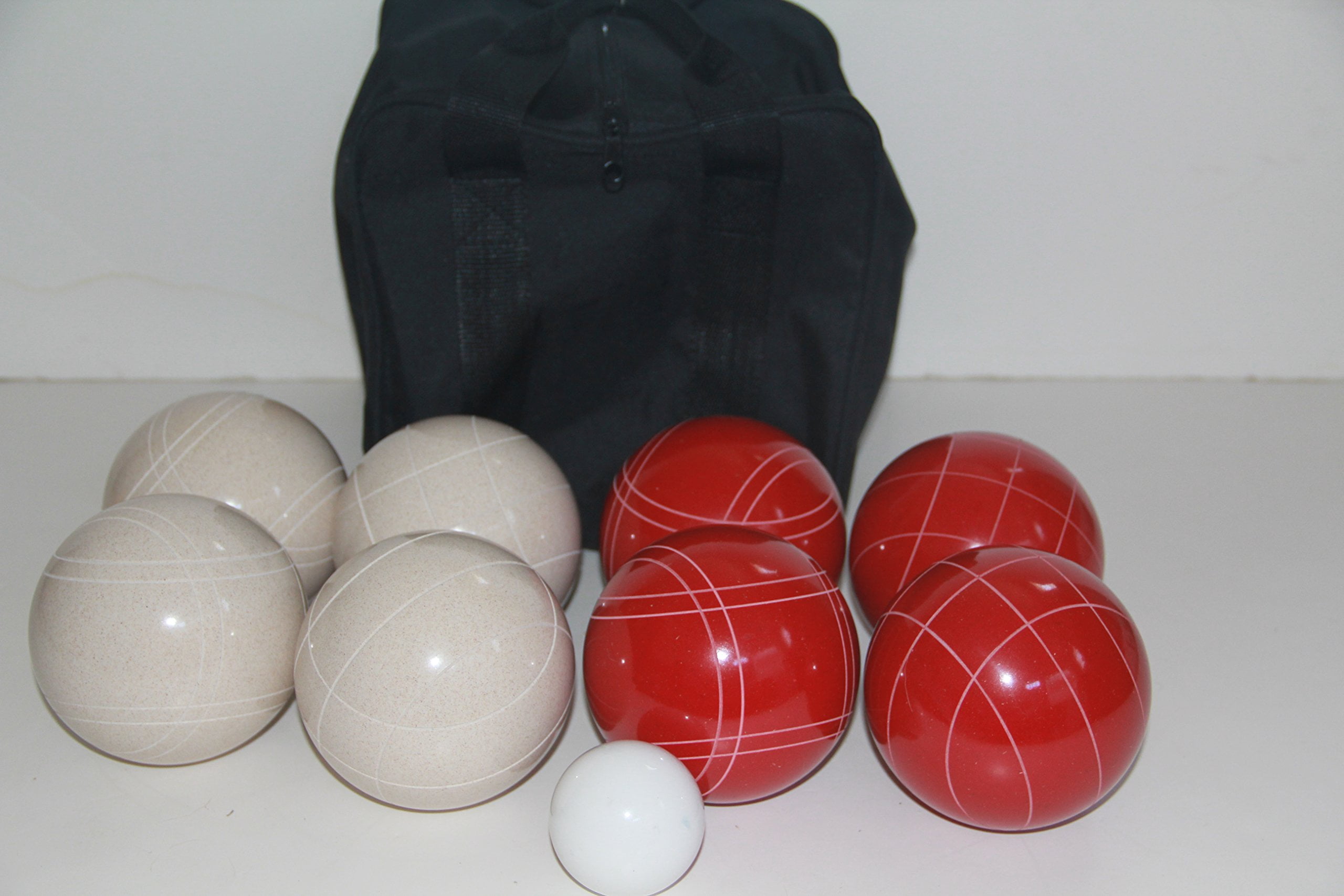 Italian/American Made, 110mm EPCO Bocce Set - Rustic White/Red Balls ...