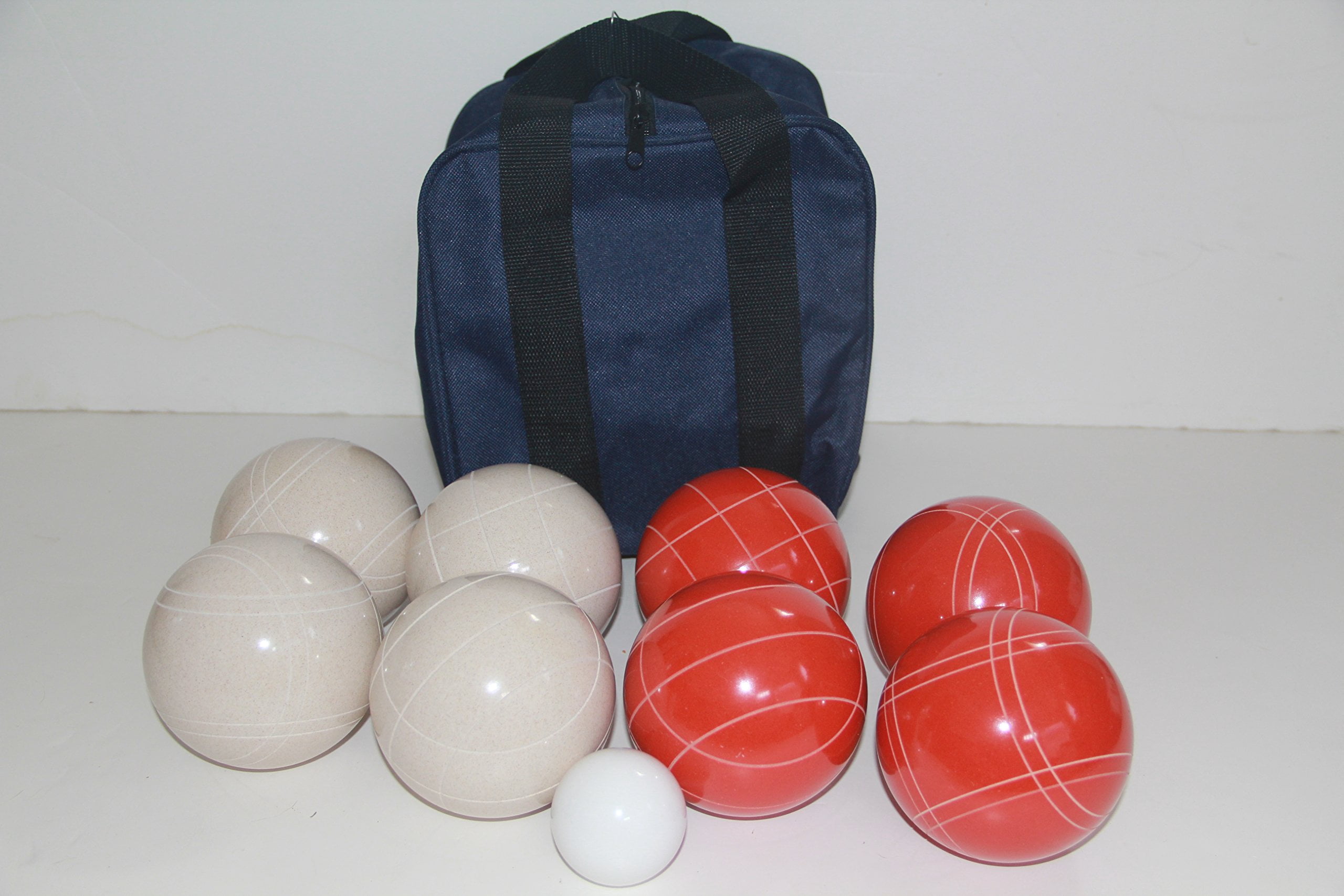 Italian/American Made, 110mm EPCO Bocce Set - Rustic White/Red Balls ...