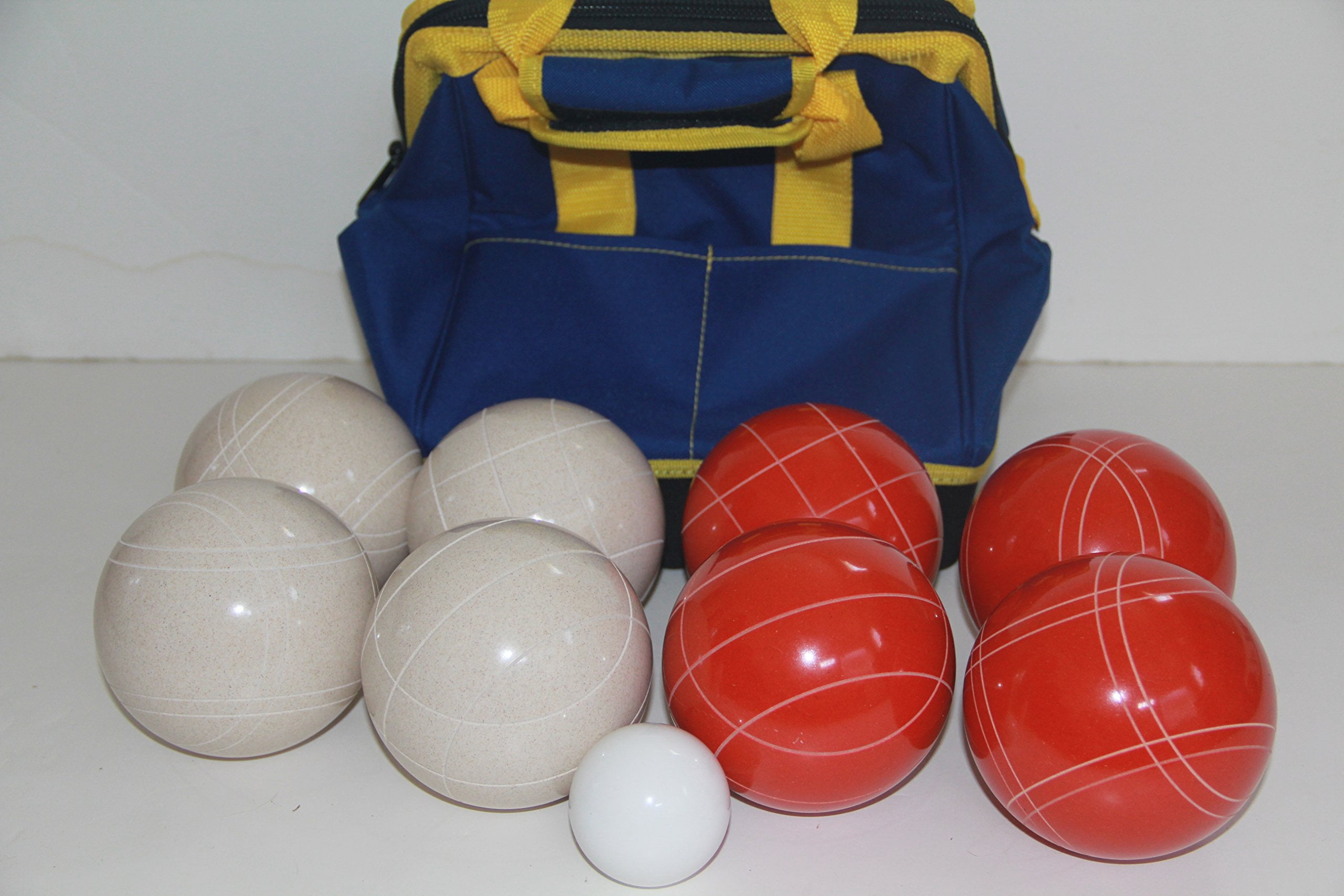Italian/American Made, 110mm EPCO Bocce Set - Rustic White/Red Balls ...