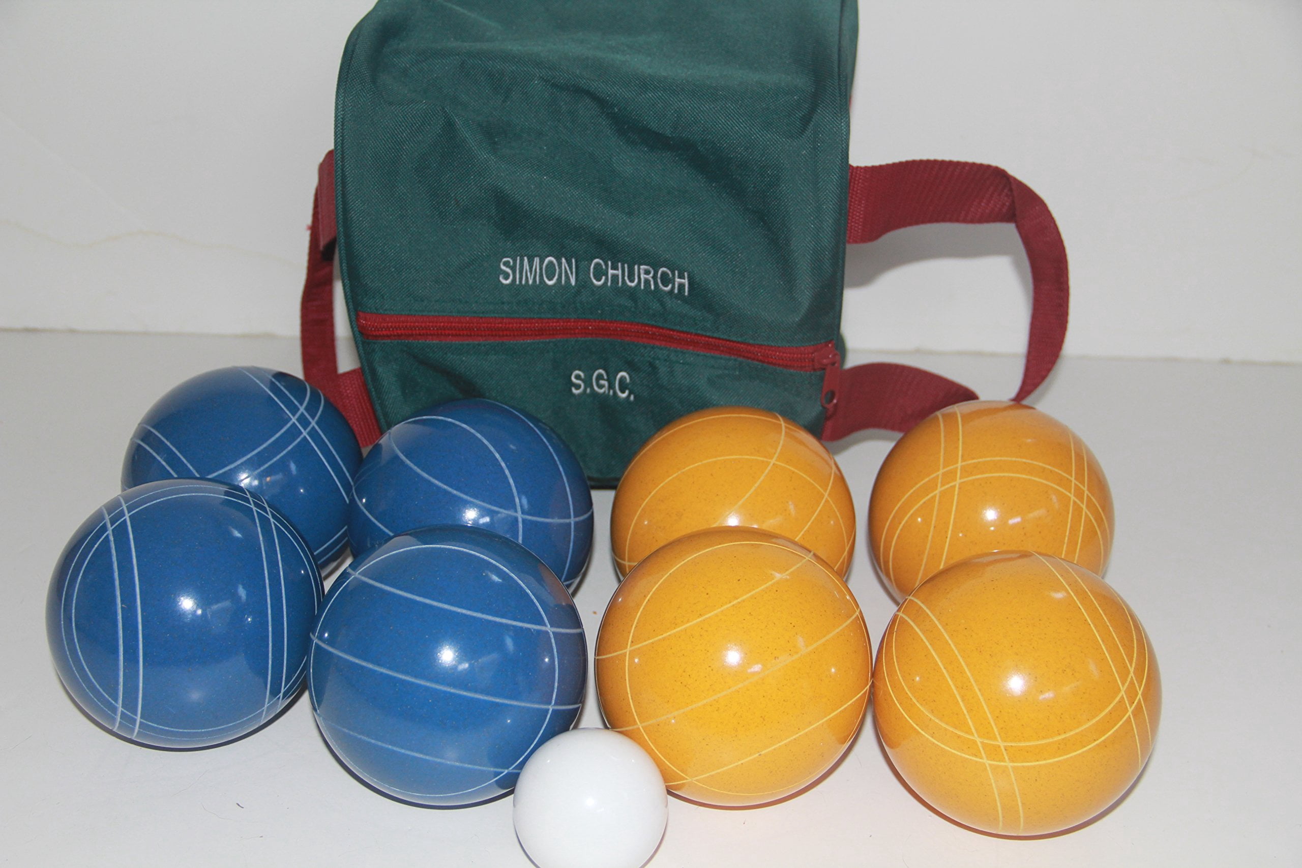 Italian/American Made, 110mm EPCO Bocce Set - Rustic Yellow/Blue Balls ...