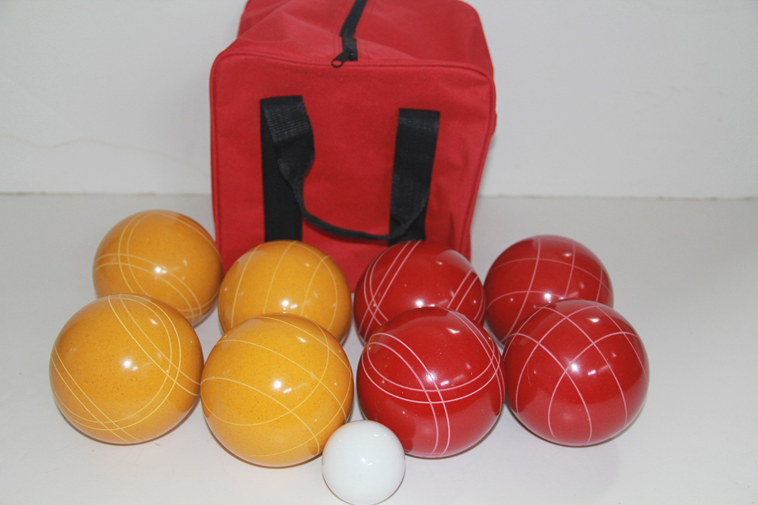 Italian/American Made, 110mm EPCO Bocce Set - Rustic Yellow/Red Balls ...