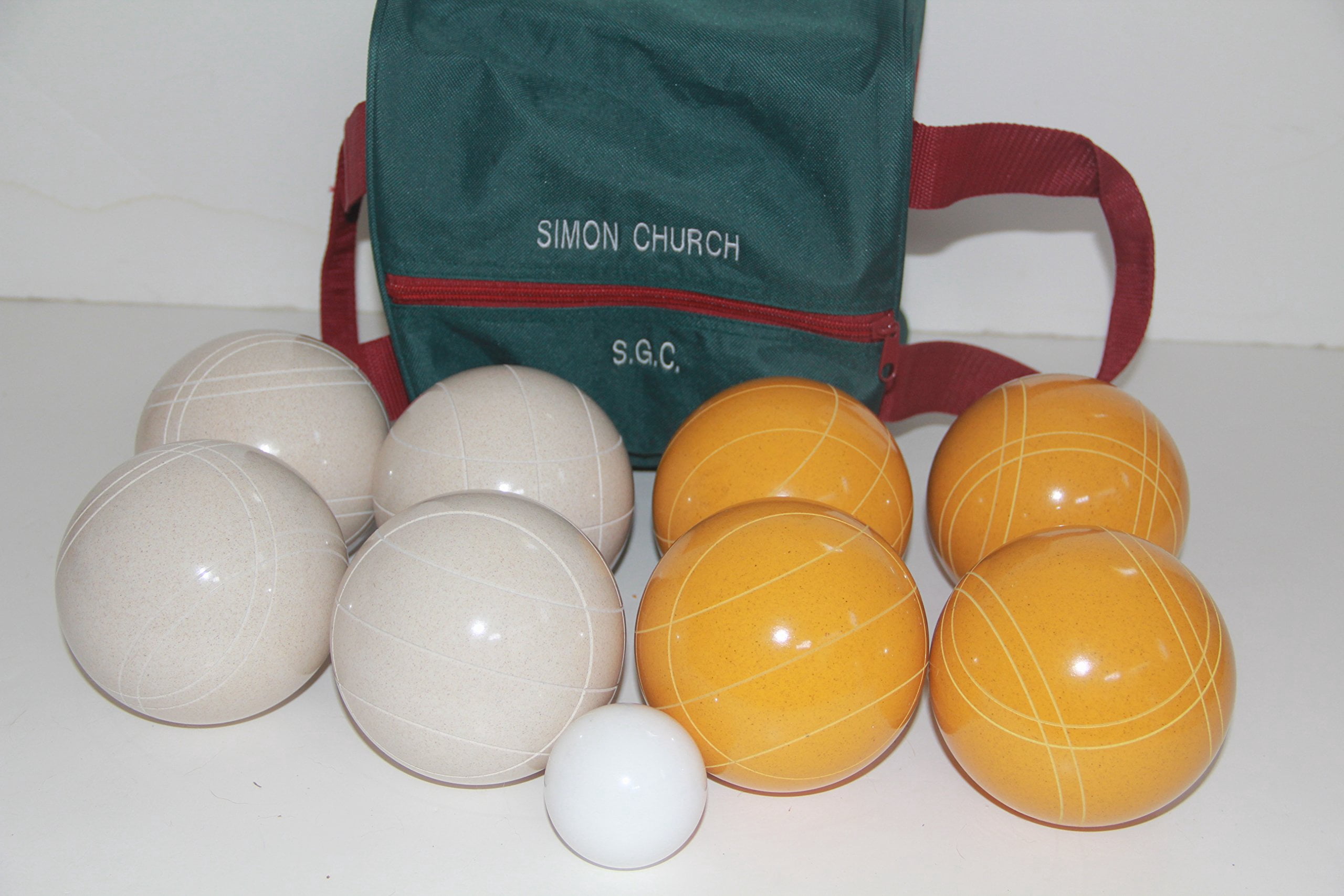 Italian/American Made, 110mm EPCO Bocce Set - Rustic Yellow/White Balls ...