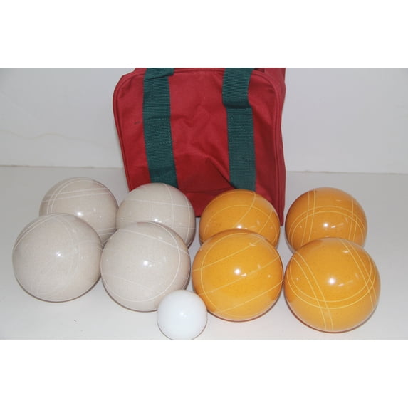 Italian/American Made, 110mm EPCO Bocce Set - Rustic Yellow/White Balls ...
