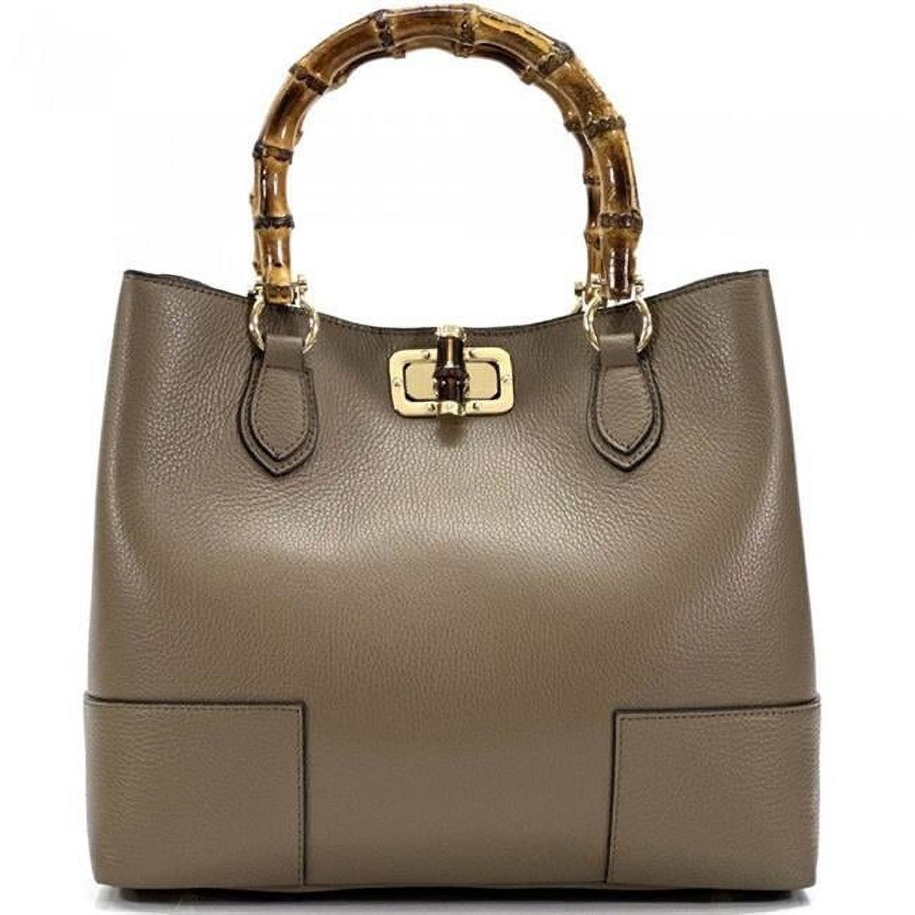 Italian Artisan Florence Soft Calfskin Leather Shoulder Bag with Wooden ...