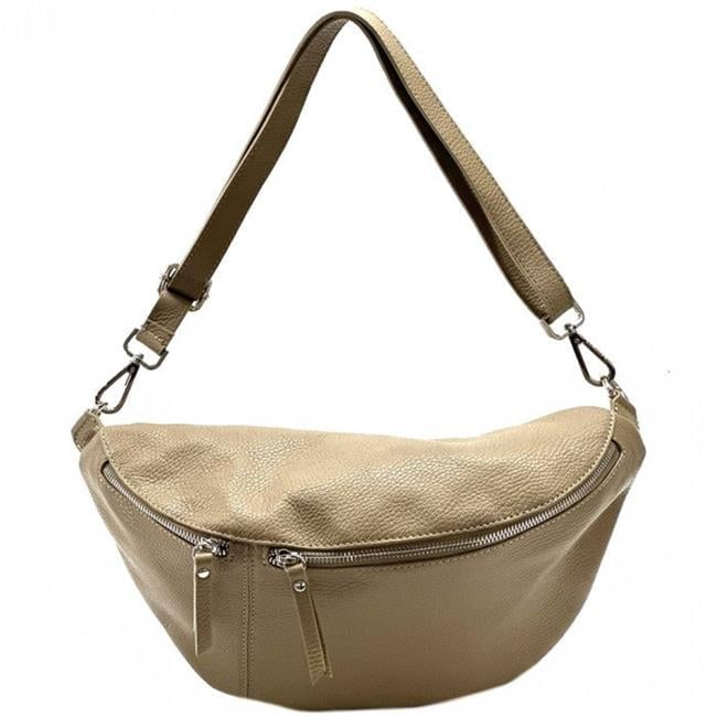 Italian Artisan 121-916-Lighttaupe Paola Leather Shoulder Fanny Pack ...