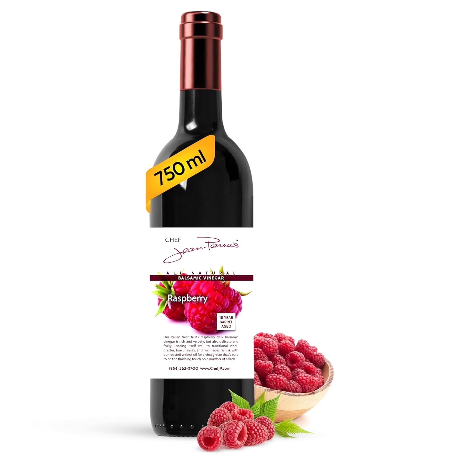 Italian Balsamic Vinegar - 750ml (25oz) Rich Raspberry Flavor, 18-Years ...