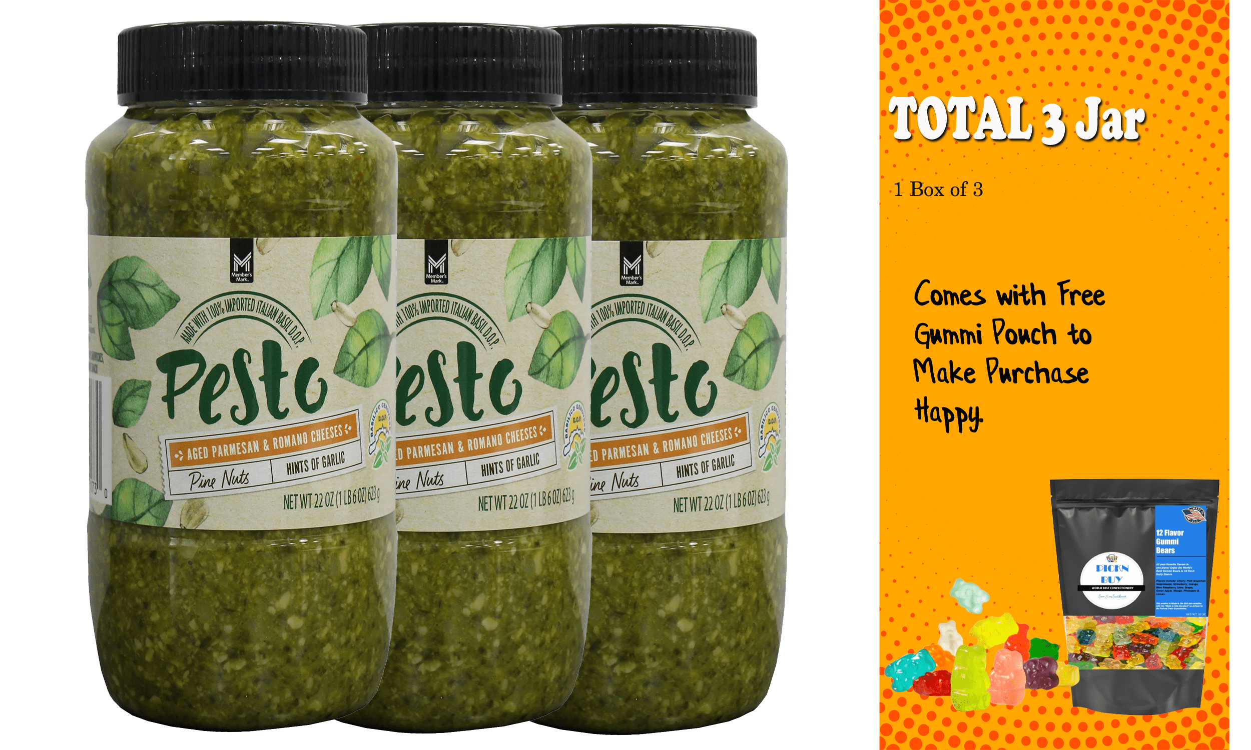 Italian Basil Pesto, 22 oz. 3PK, Free PICKN BUY Gummies - Walmart.com