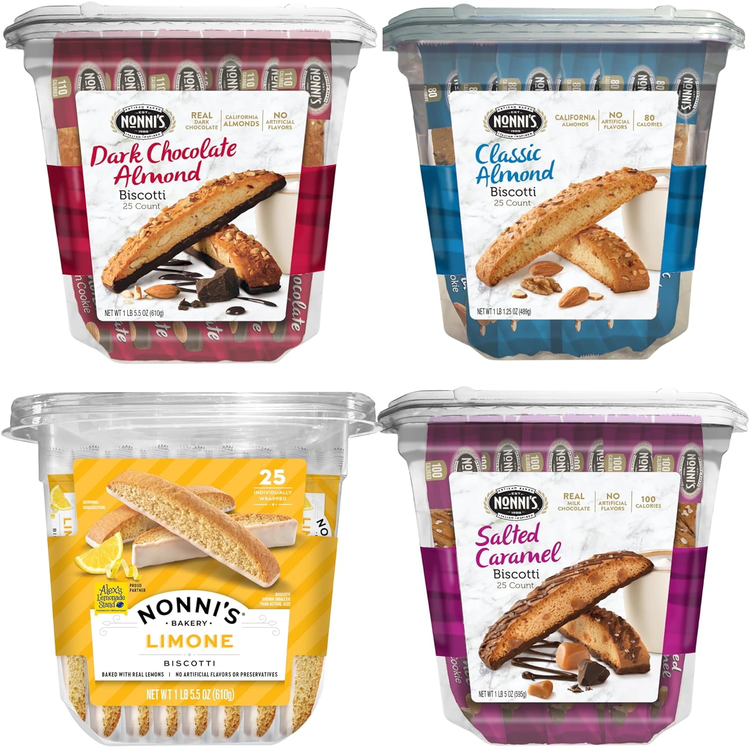 Italian Biscotti Tub Variety Pack - 4 Assorted Flavors - Snack for ...