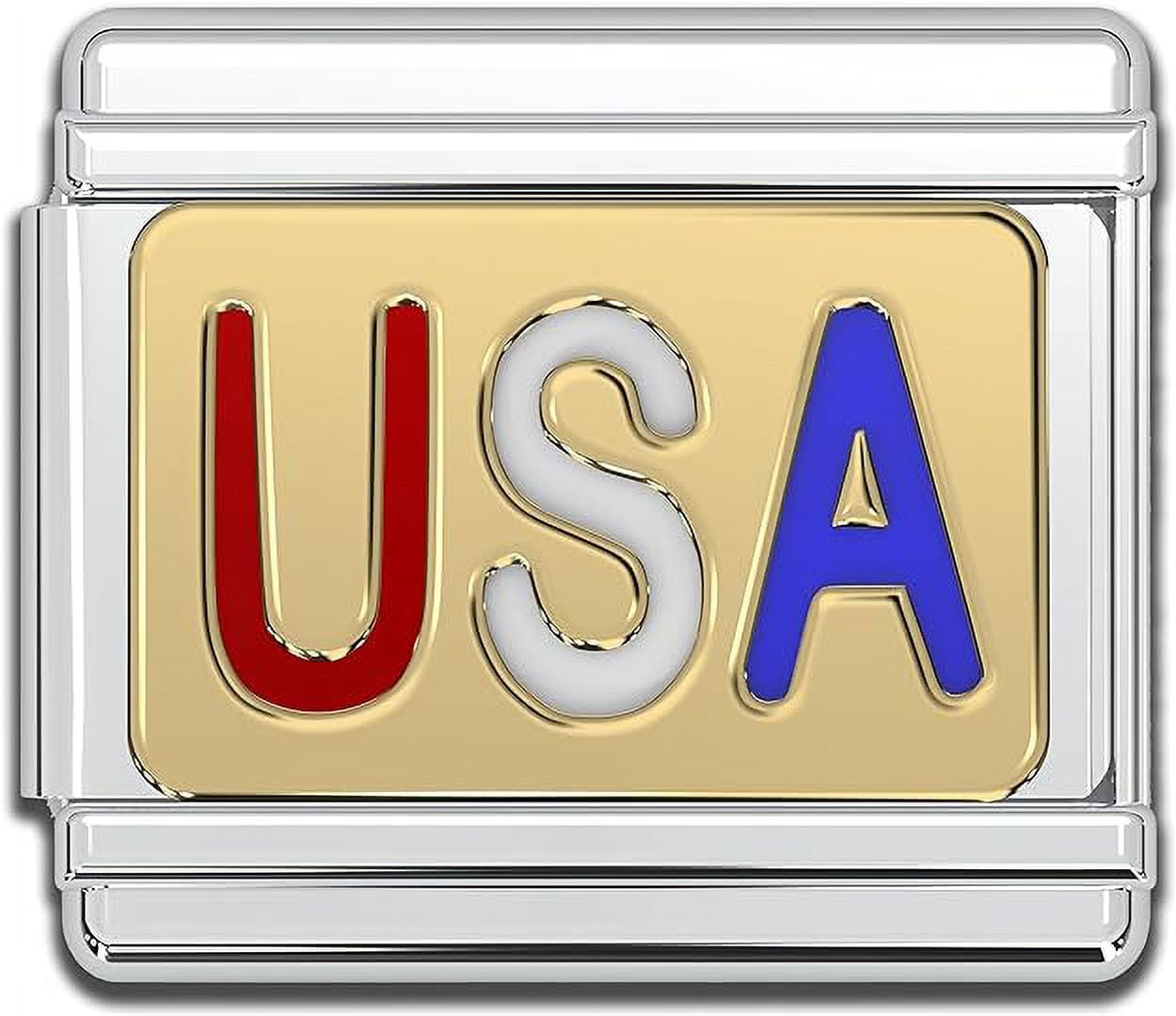Italian Bracelet Charms, 9mm Stainless Steel Flag Charm Link (USA ...