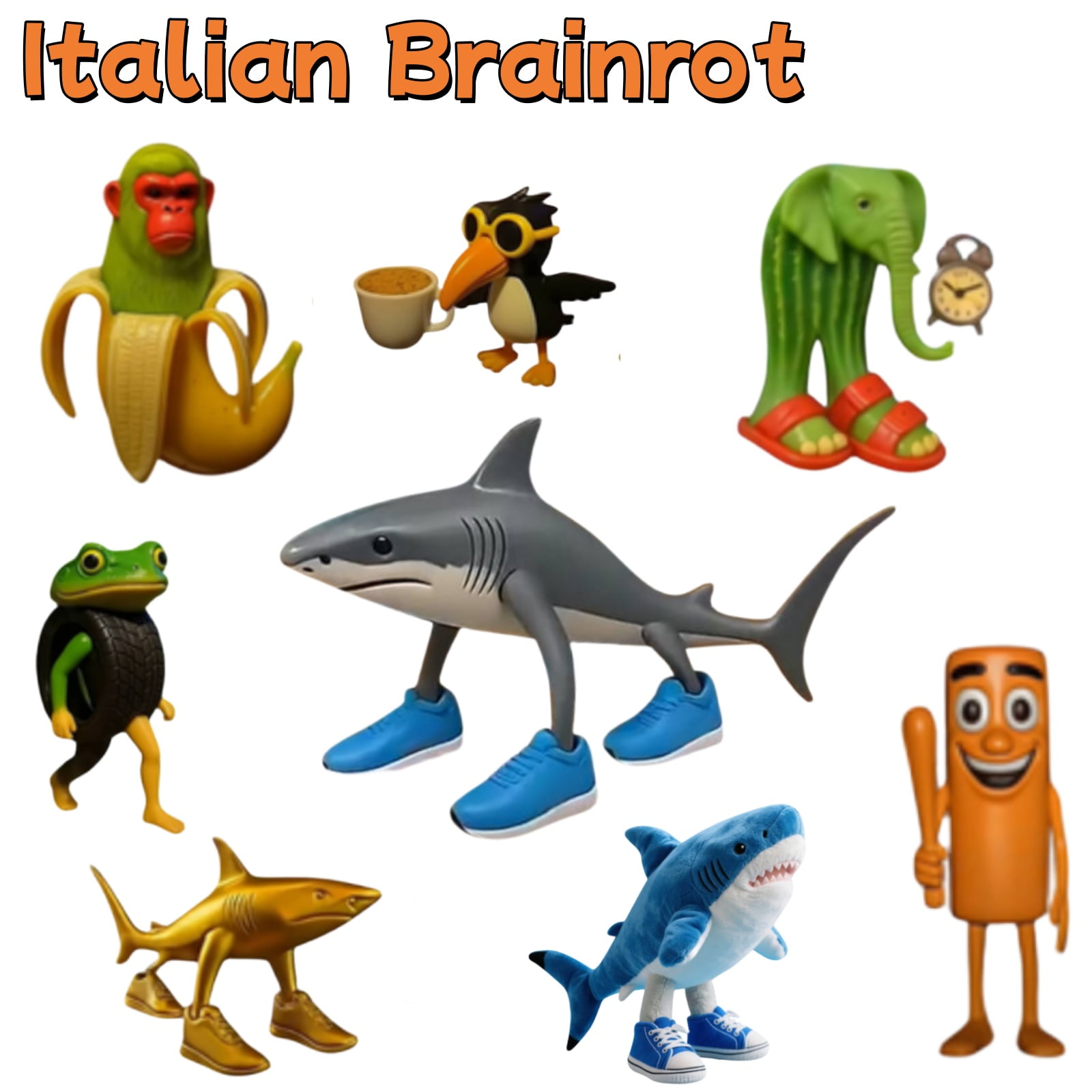 Italian Brainrot 6" Animal Figure Toys - Tralalero Tralala Meme Resin ...