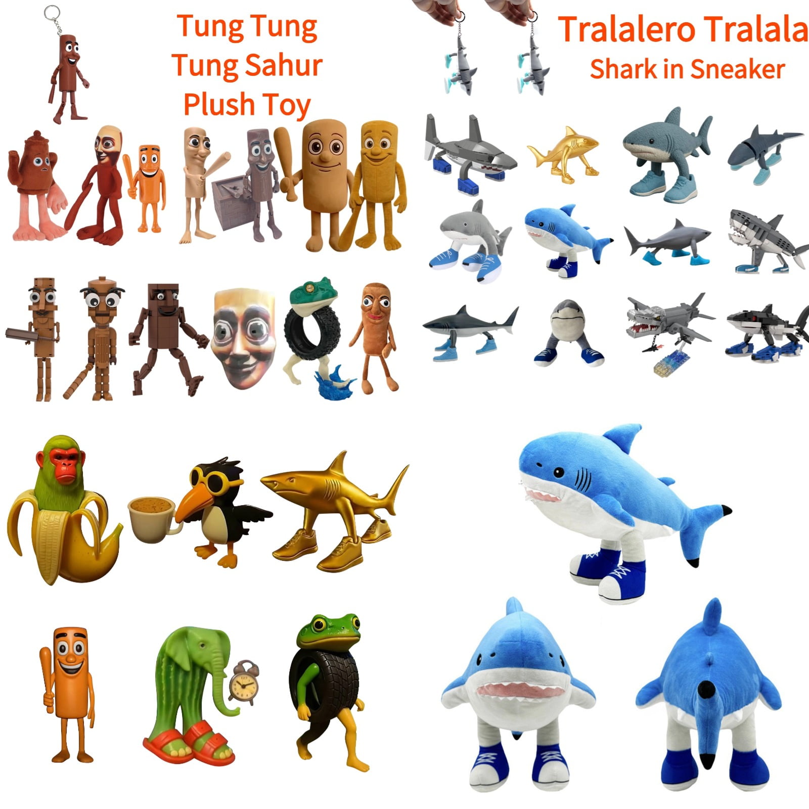 Italian Brainrot Animals Toy Collection Figure Toys 6 Inch Tralalero ...
