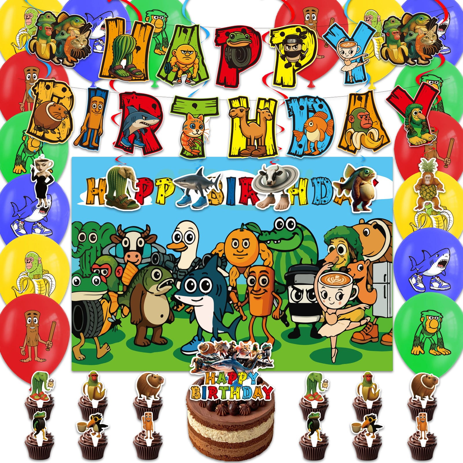 Italian Brainrot Animals Tralalero Tralala Tung Sahur Theme Birthday ...