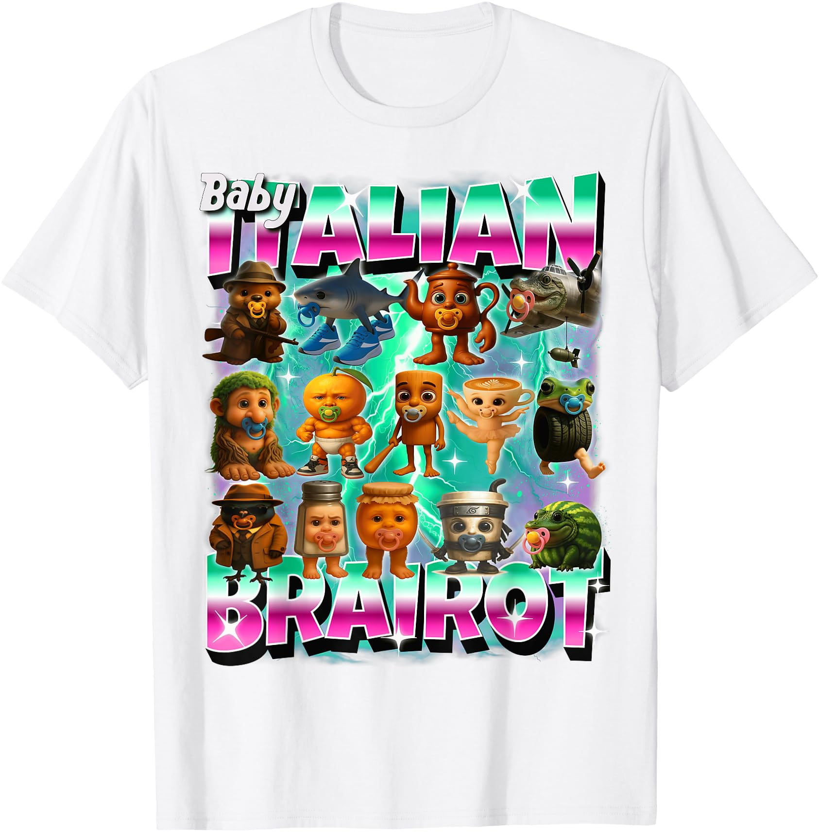 Italian Brainrot Baby Ai Generated Animals Gen Z For Kids T-Shirt,White ...