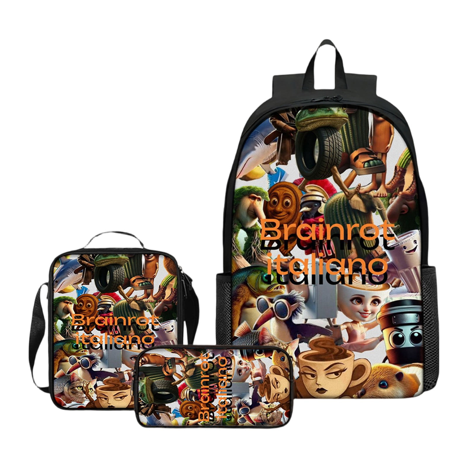 Italian Brainrot Backpack Back to School 3PCS Set, AI Animals Theme ...