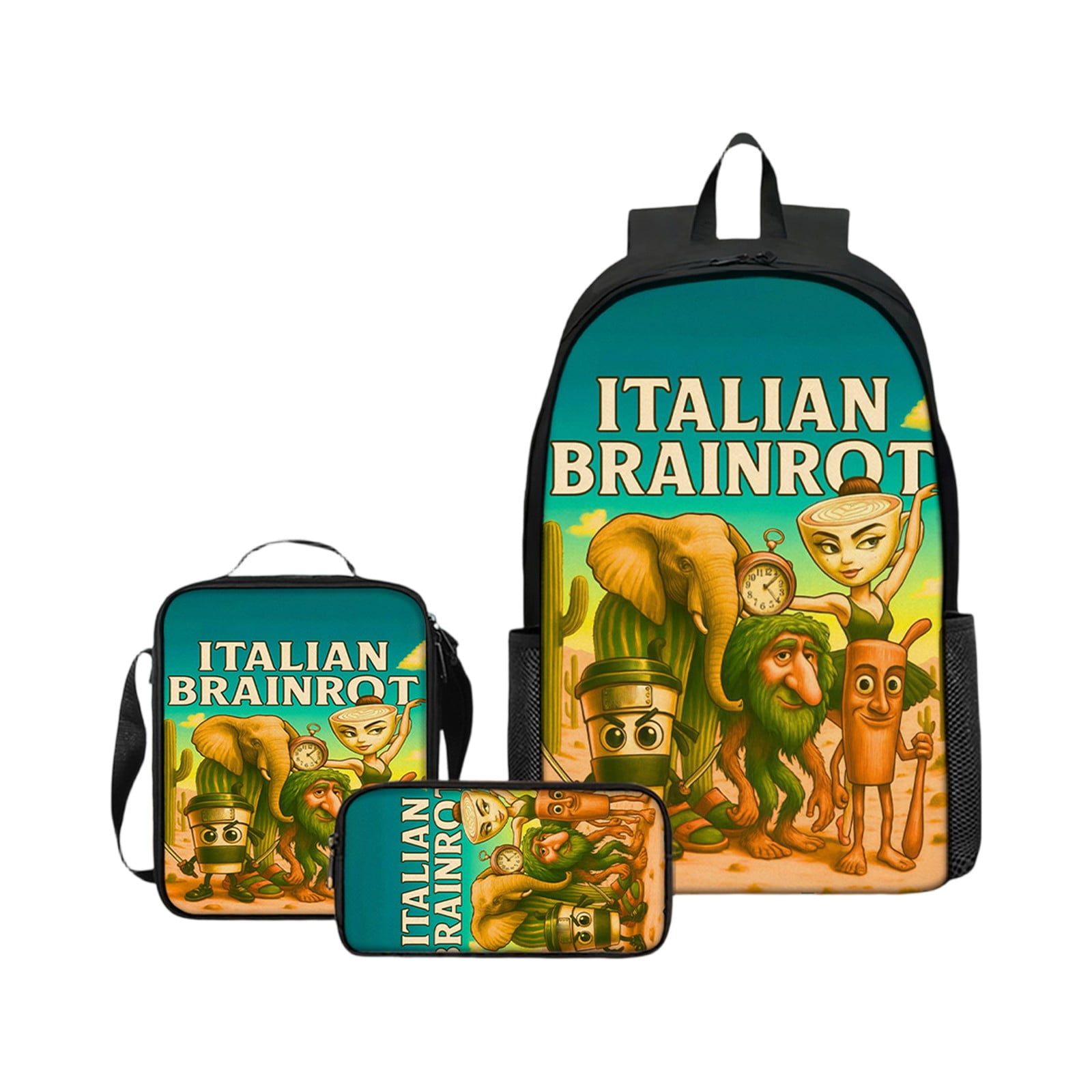 Italian Brainrot Backpack Back to School 3PCS Set, Ai Animals Theme ...