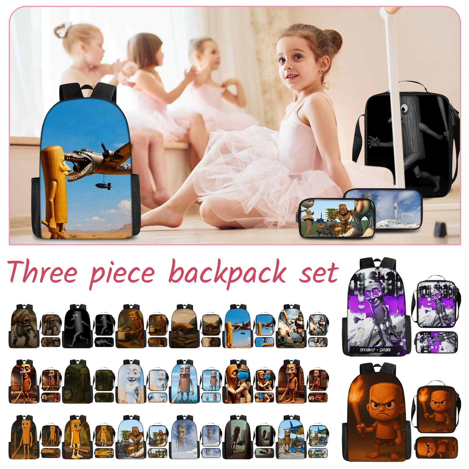 Italian Brainrot Backpack Lunch Bag Study Tools Case, Back to School ...