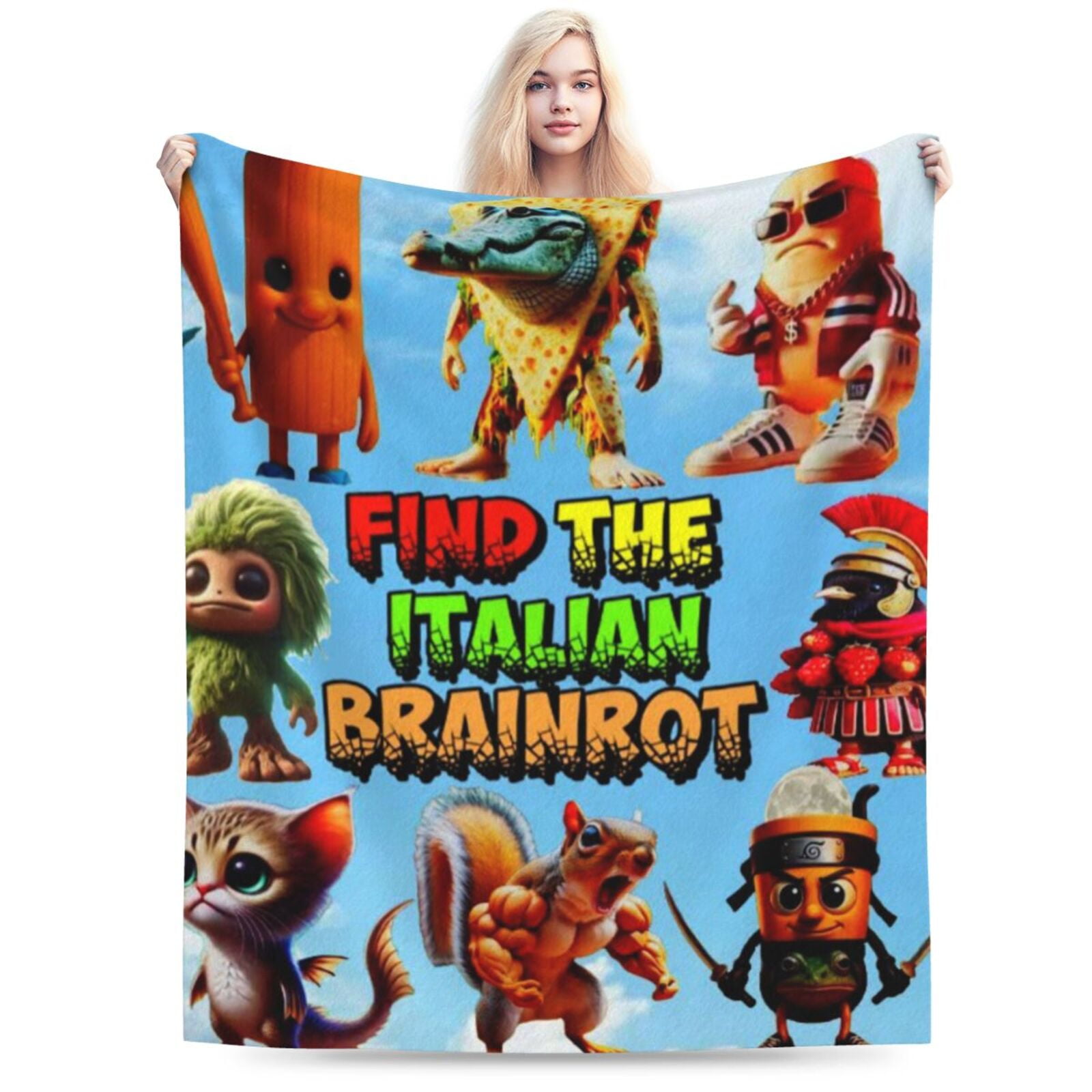 Italian Brainrot Blanket, Super Soft Throw Blanket For Bed Sofa Couch ...