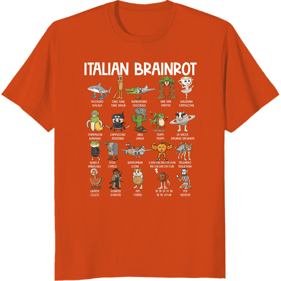 Italian Brainrot Characters Funny Meme Popular Trend Tshirt ,Full Sizes ...