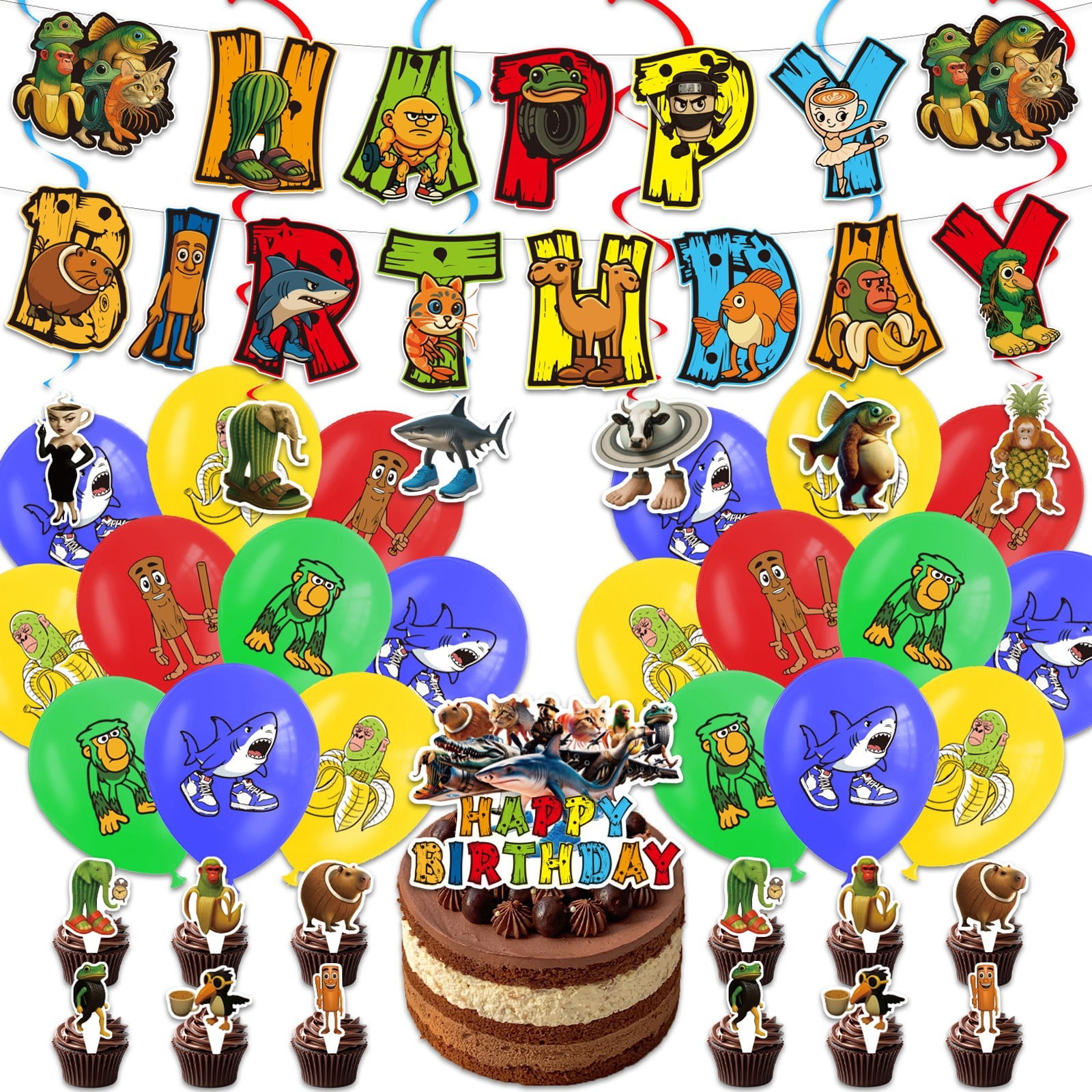 Italian Brainrot Happy Birthday Decorations Giant -2146826265 Party ...