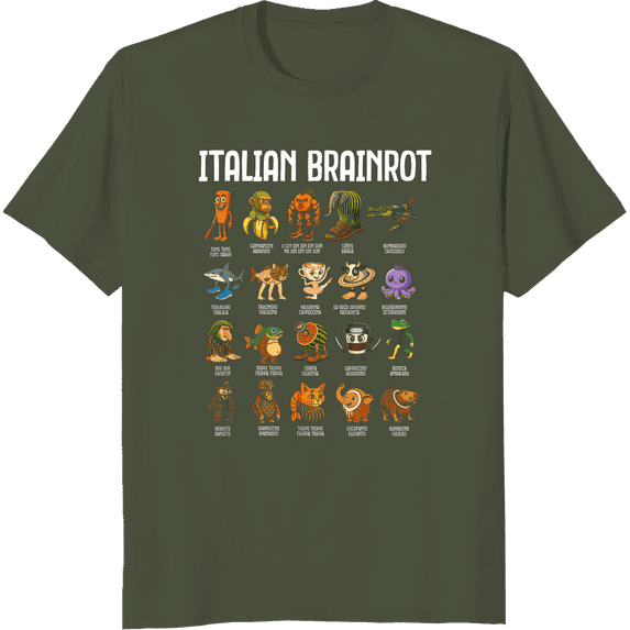 Italian Brainrot Italian Brainrot Funny Memes Characters Tshirt ,Full ...