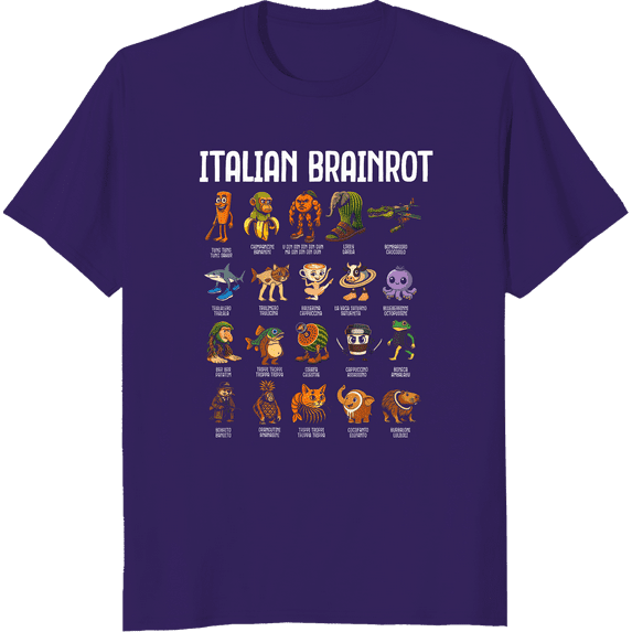Italian Brainrot Italian Brainrot Funny Memes Characters Tshirt ,Full ...