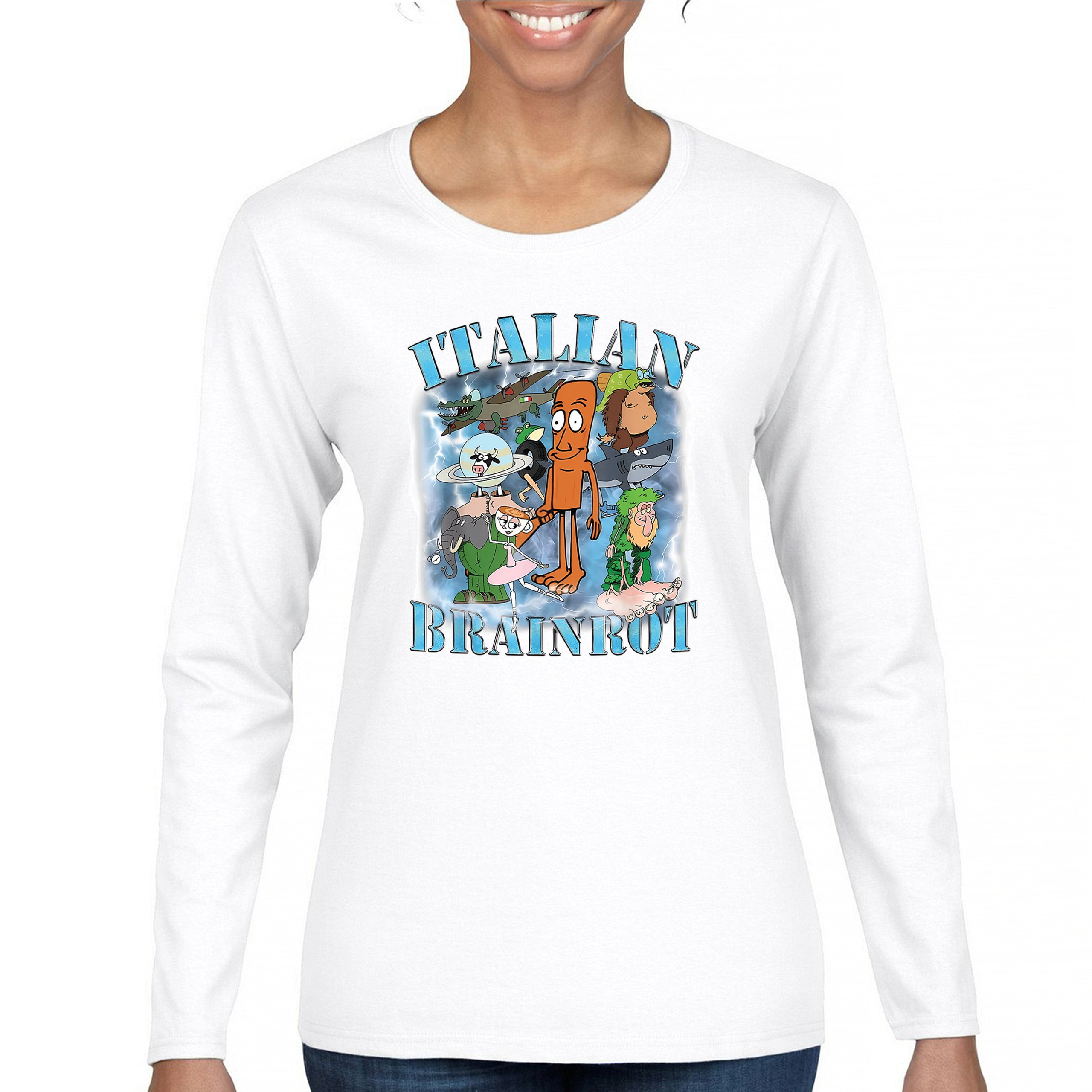 Italian Brainrot Meme Women's Long Sleeve T-shirt Funny Gen Z Alpha ...