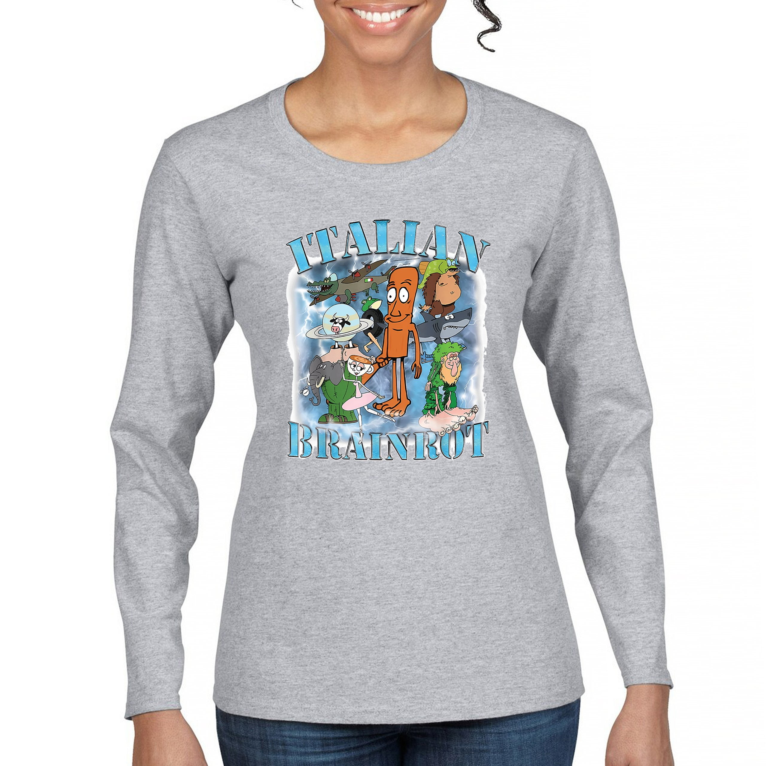 Italian Brainrot Meme Women's Long Sleeve T-shirt Funny Gen Z Alpha ...