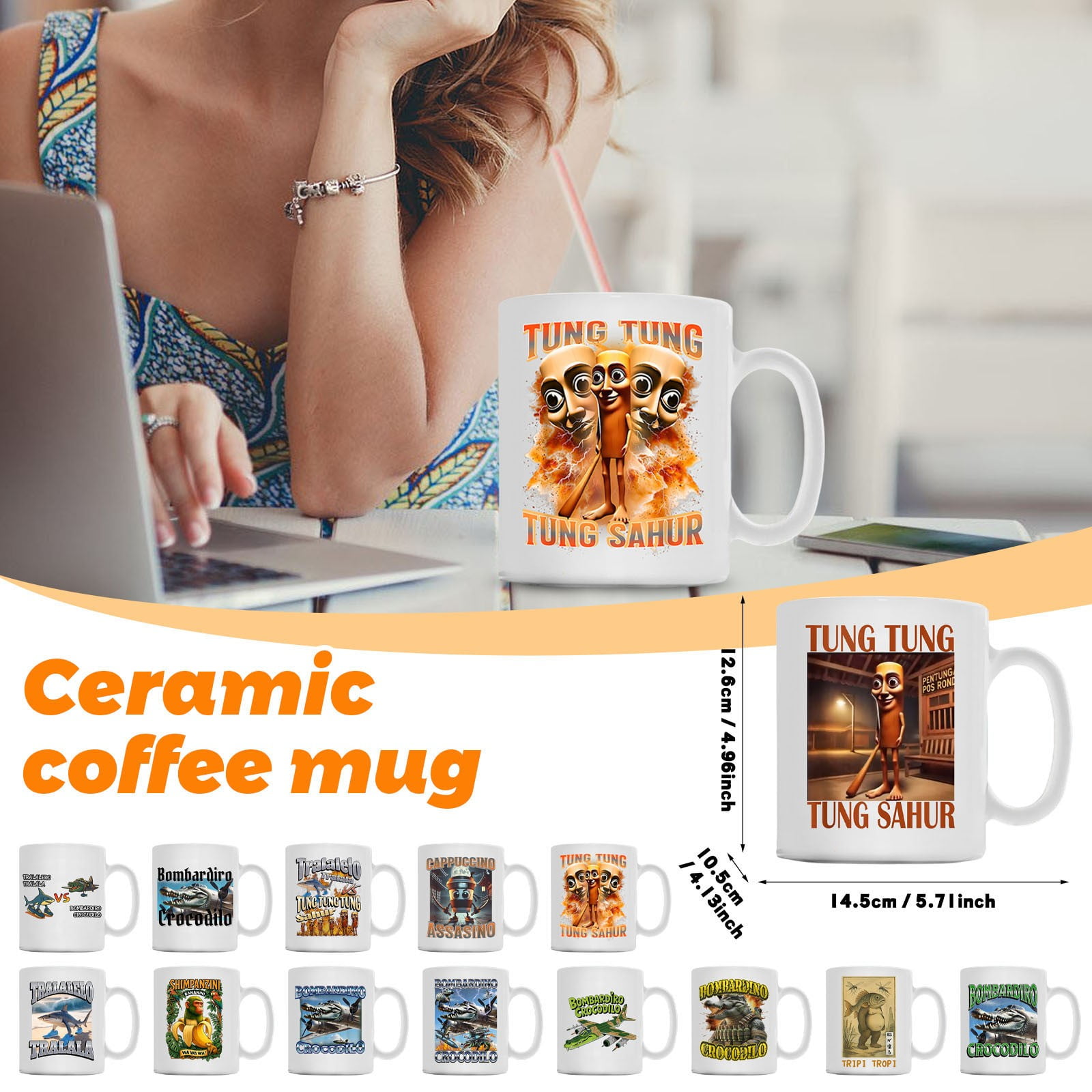 Italian Brainrot Mugs Ceramic Giant Coffee Mug Travel Mug - Walmart.com