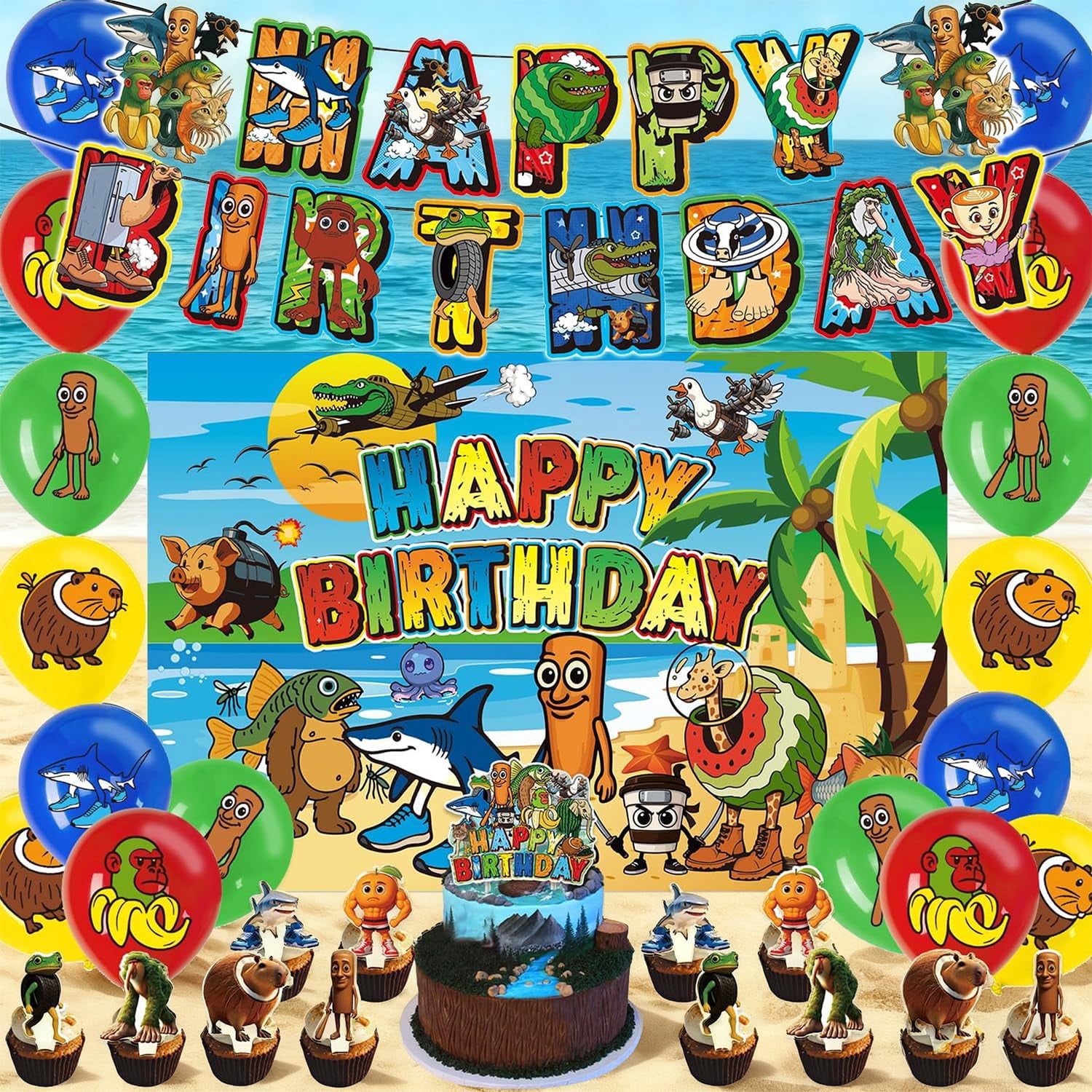 Italian Brainrot Party Set and Brainrot Birthday Party Decorations ...