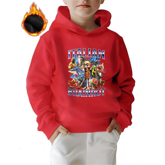 Italian Brainrot Patterned Hoodie With fleece interior Print,50% Cottoc ...