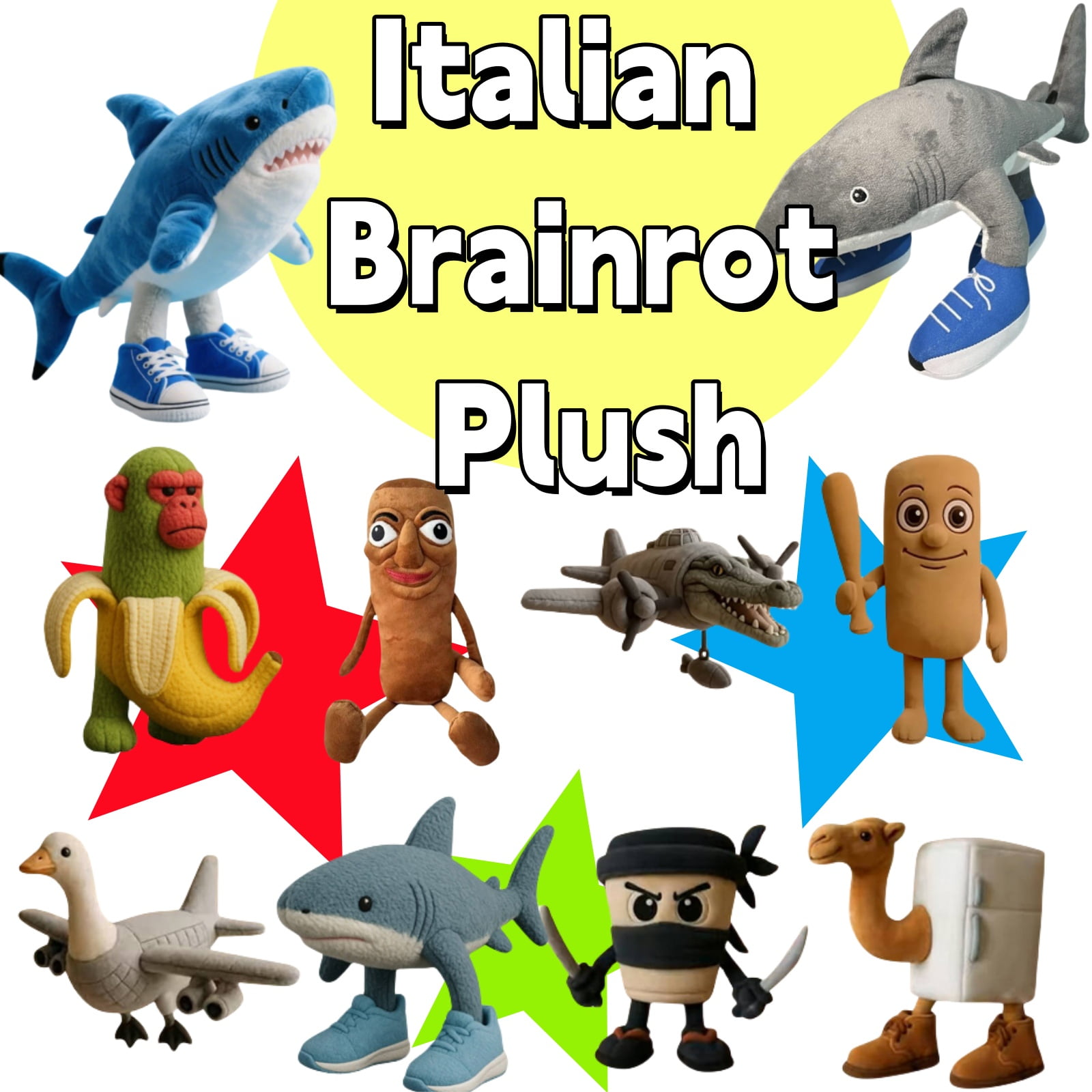 Italian Brainrot Plush, 12" Tralalero Tralala Plush Doll, Soft & Cuddly ...