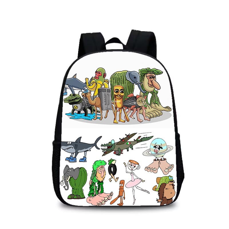 Italian-Brainrot Printed Backpack Brain Hole Shark Student School Bag ...
