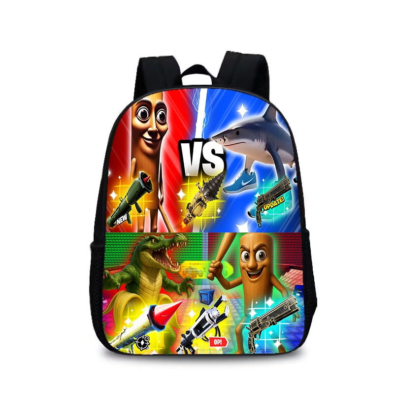 Italian-Brainrot Printed Backpack Brain Hole Shark Student School Bag ...